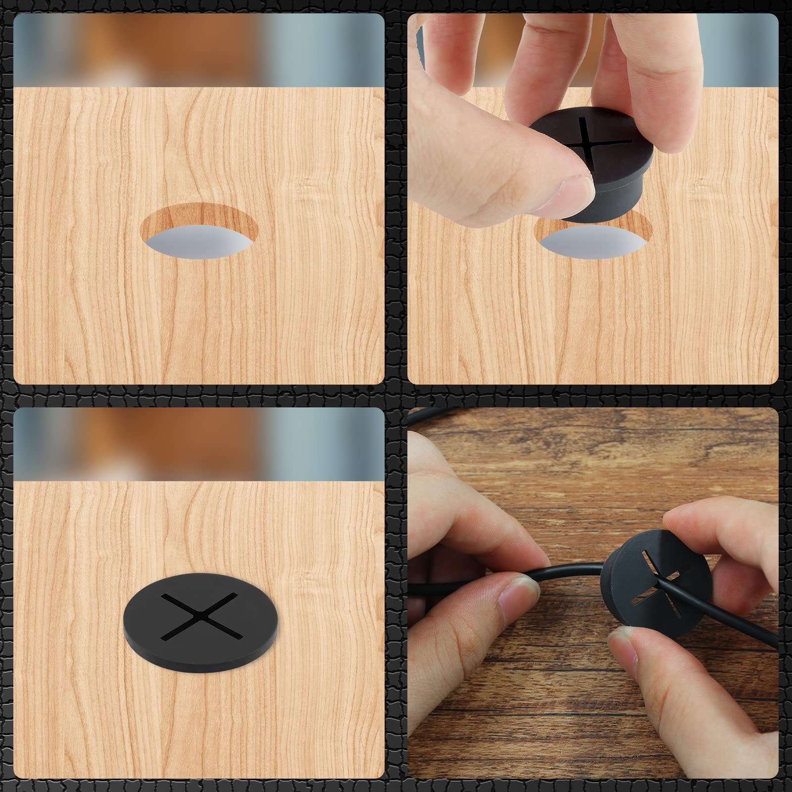 Snapklik.com : Suiwotin 12pcs 1 Inch Cable Grommet, Flexible Desk ...