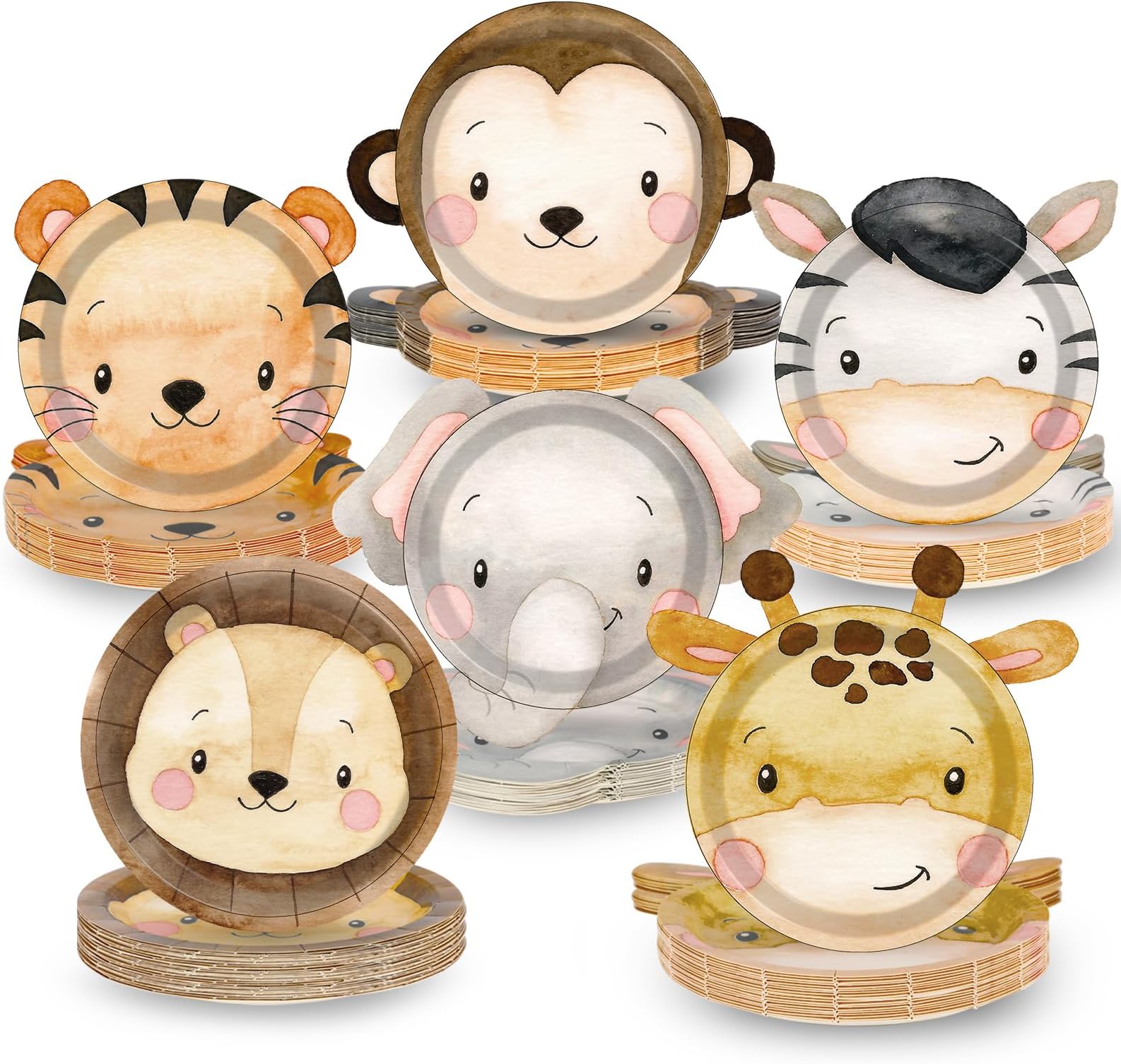 Amazon.com: SHUYU 50pcs 7inch Zoo Animal Plates Jungle Animals Plates ...