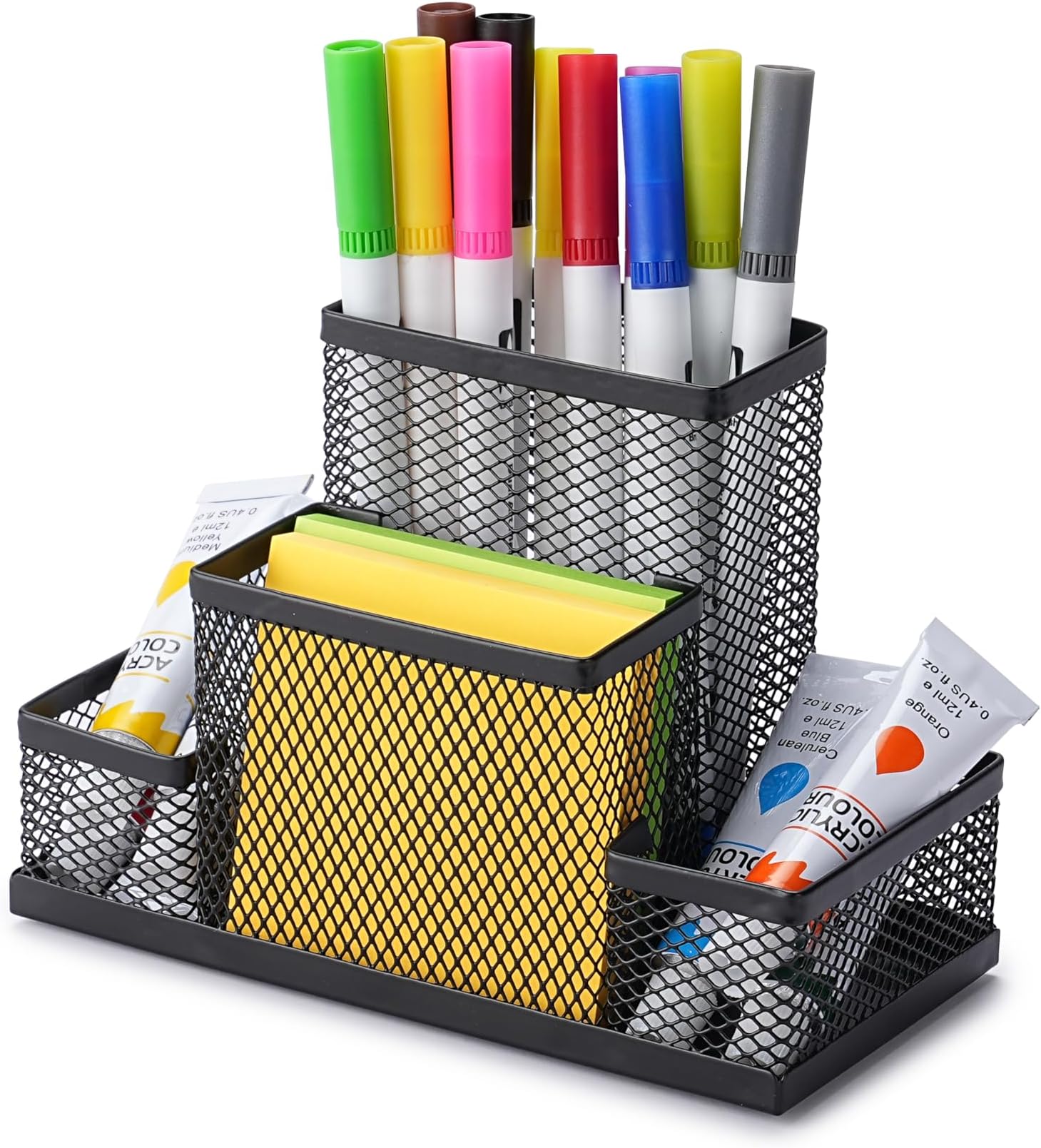 Amazon.com: Huron Pen Holder and Desk Organizer, 4 Compartment Black ...