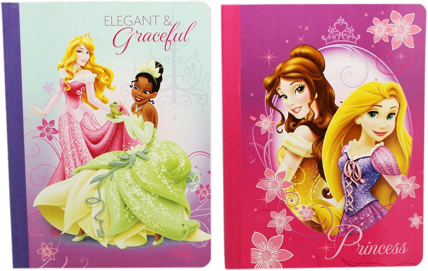 Amazon.com : 2 Piece Assorted Disney Princess Stationery Notebooks (50 ...