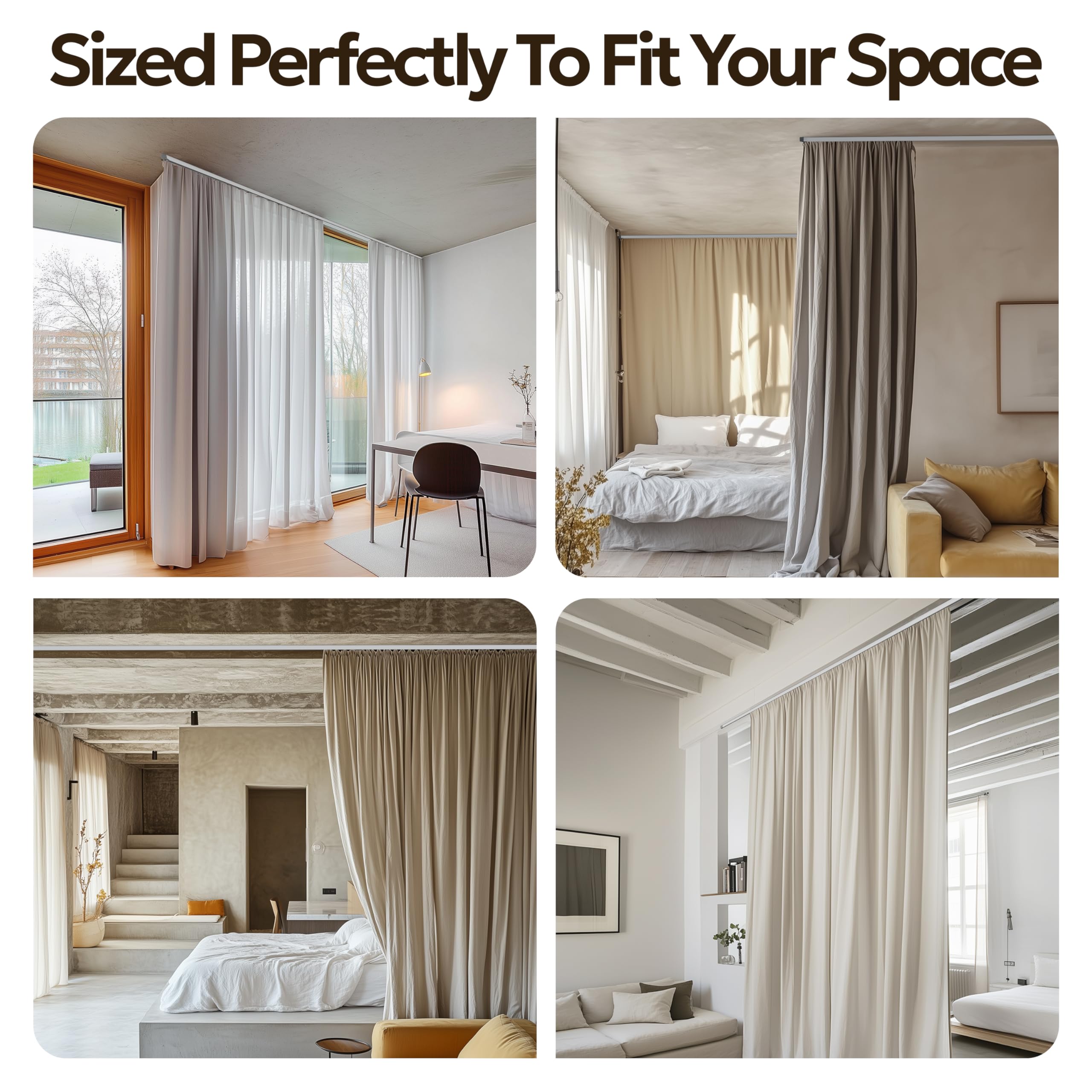 Snapklik.com : Zeerobee Ceiling Curtain Track,2.8-4.9ft (33-59 ...