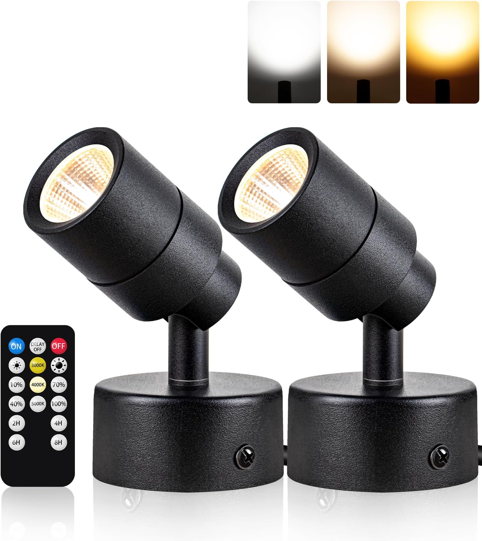 SUNVIE 2 Pack LED Dimmable Up Lights Indoor 3W Floor Spotlight Indoor ...