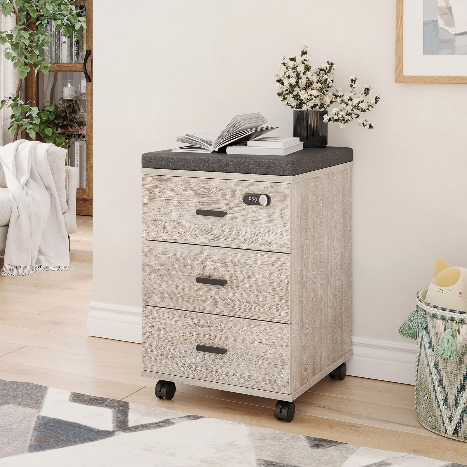File Cabinet with Smart Lock,3 Drawer Mobile Small Office Cabinet ...