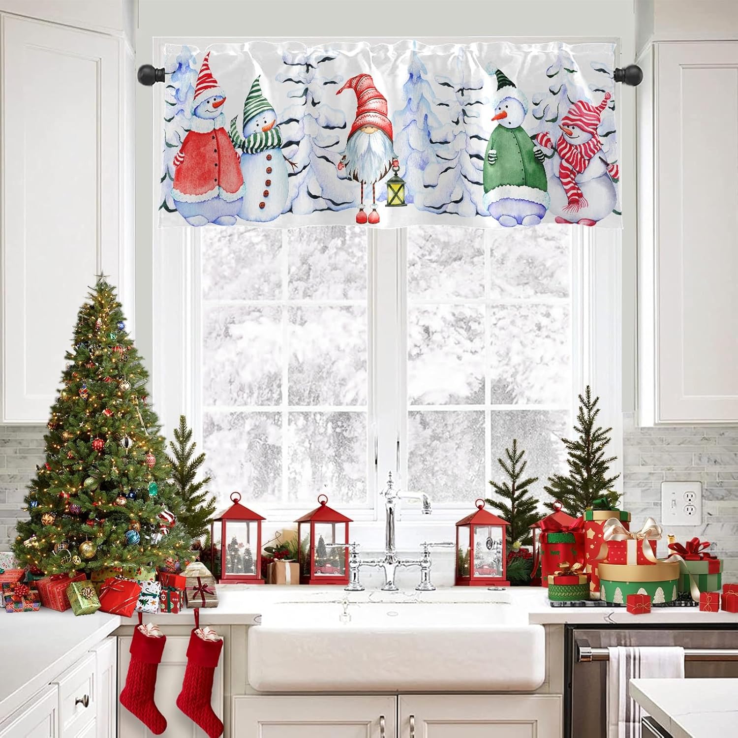 Amazon.com: Emvency Christmas Valances Window Treatments, Winter ...