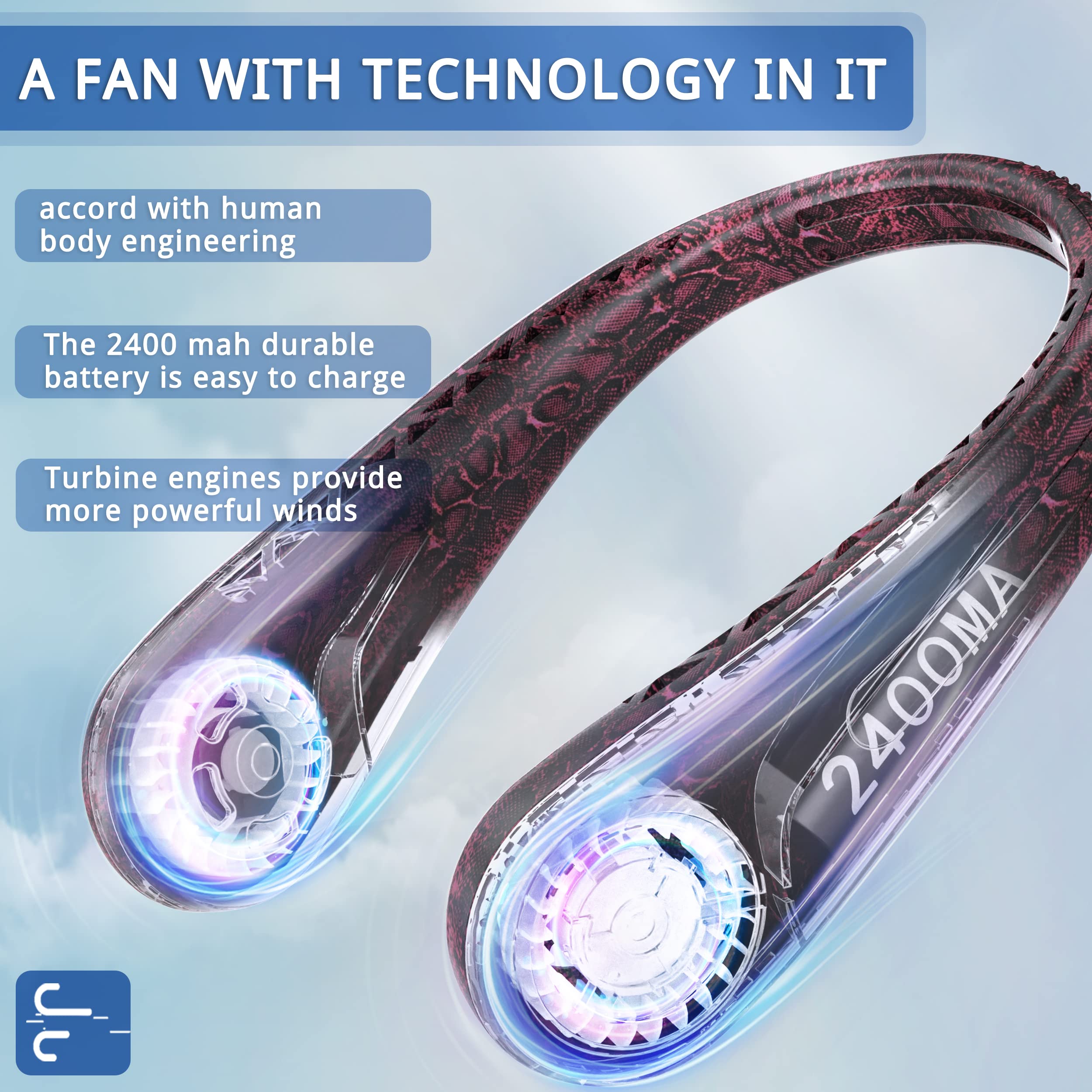 FrSara Neck Fan, Portable Fan Strong Wind, Adjustable, 360° Cooling ...