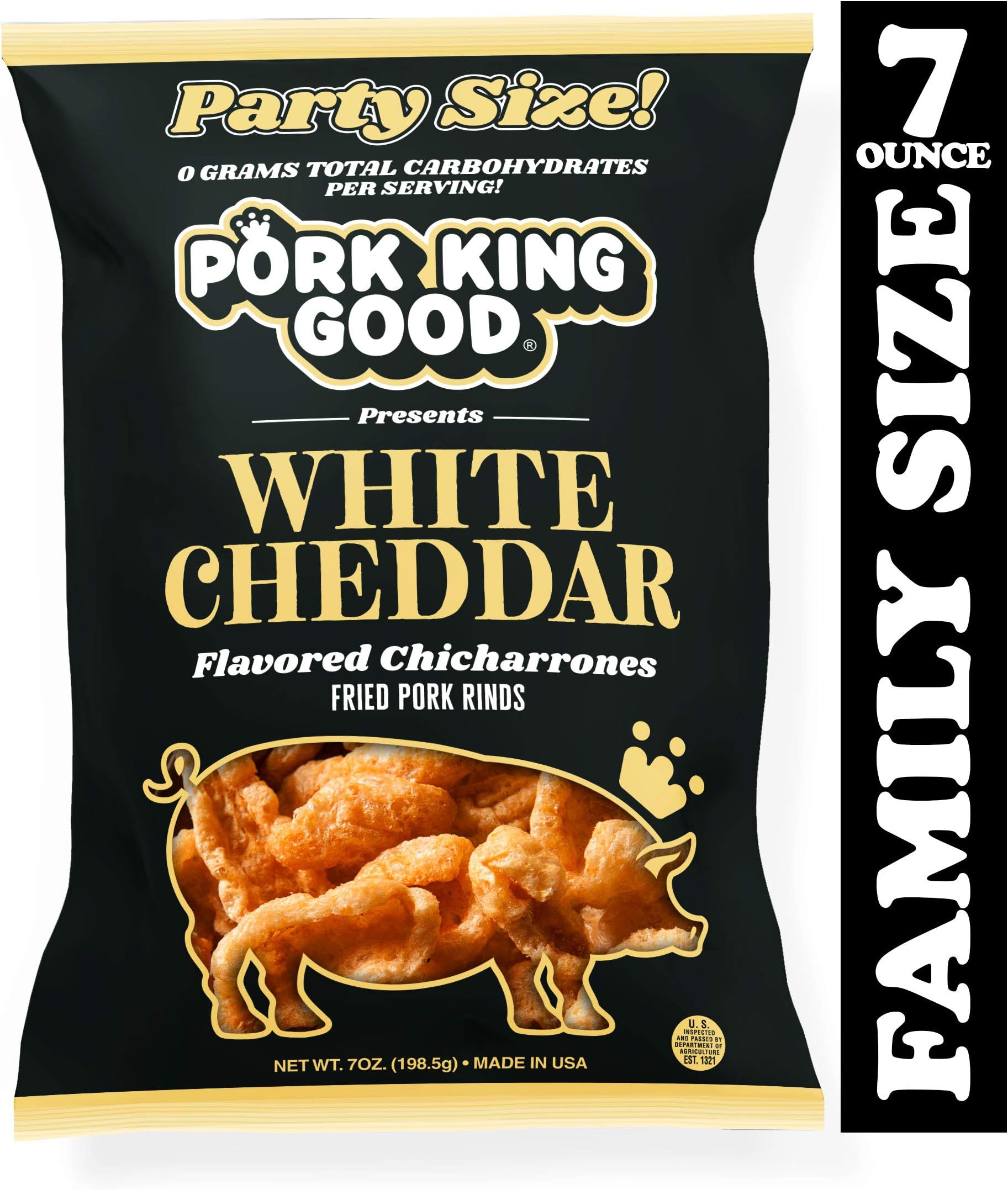 Amazon.com: Pork King Good White Cheddar Pork Rinds 7 OZ FAMILY SIZE ...