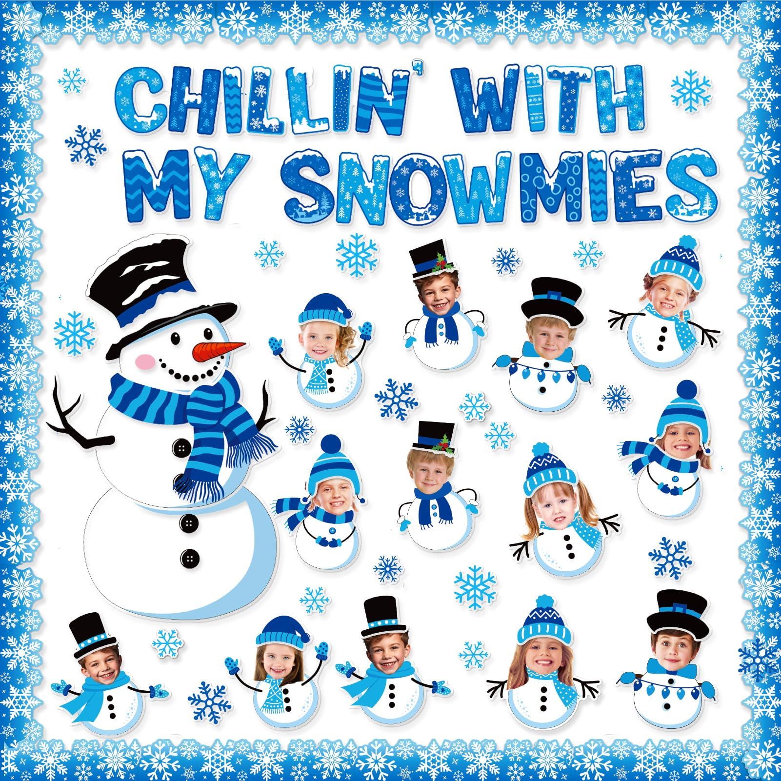 Snapklik.com : 79 Pcs Winter Bulletin Board - Snowman Decorations DIY ...