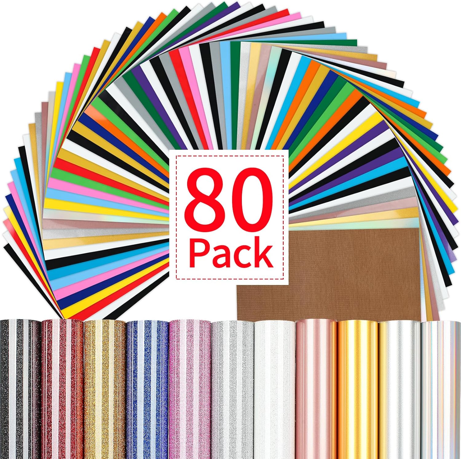 Amazon.com: Heat Transfer Vinyl Bundle, Lya Vinyl 80 Pack 12" x 10 ...