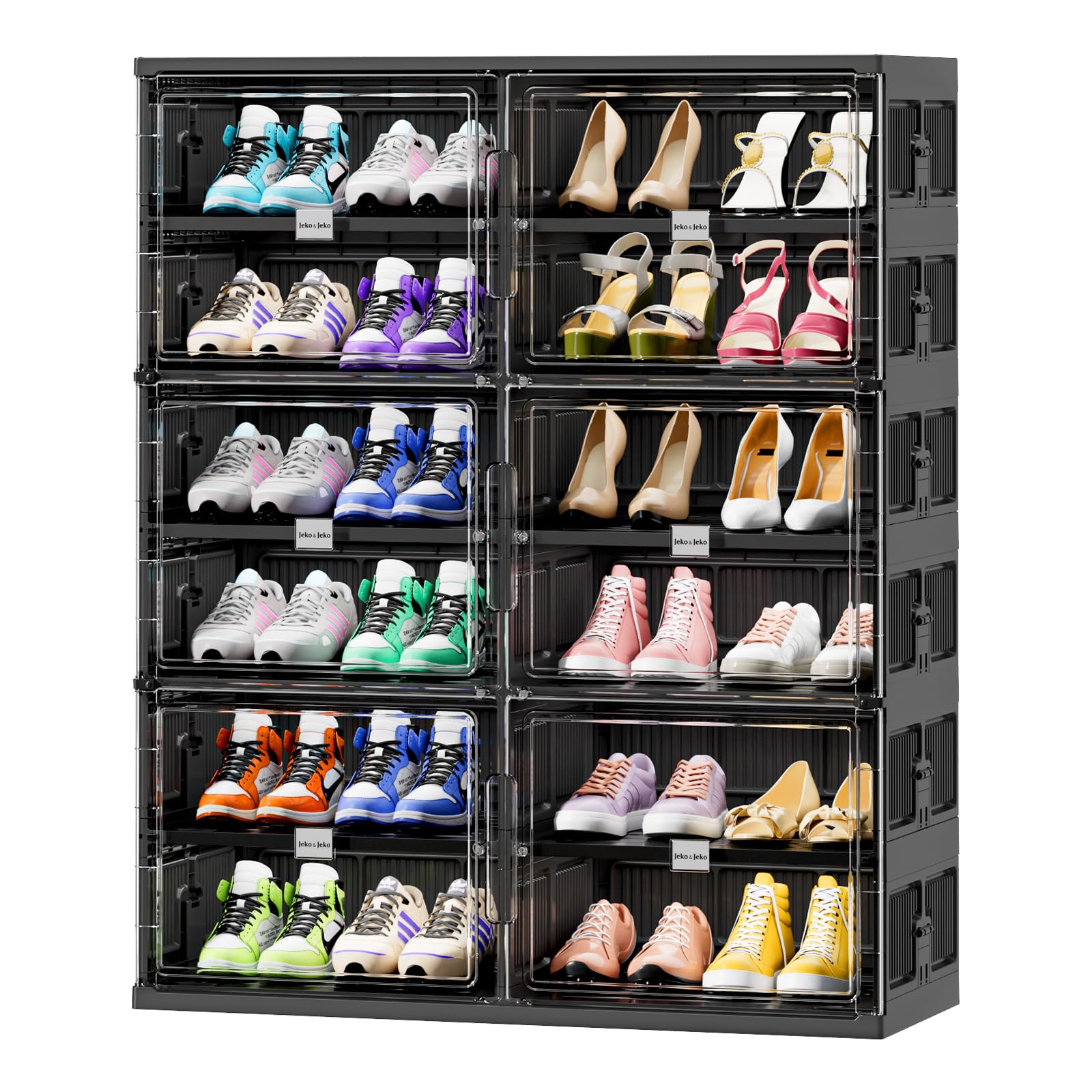 Amazon.com: JEKO&JEKO 6 Tiers 24 Pairs Foldable Shoe Rack Organizer for Closet Entryway, Large ...