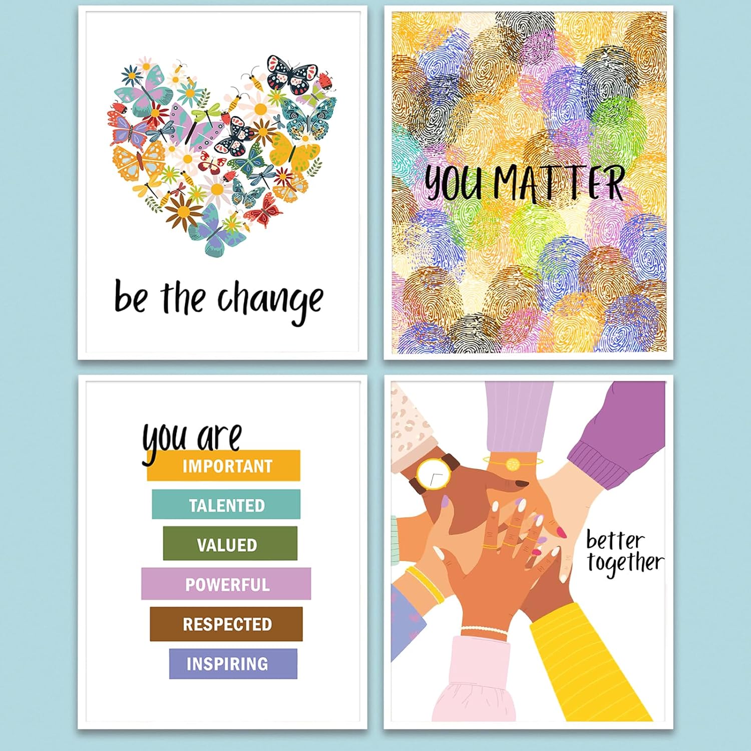 Amazon.com: 4 PCS Inclusive Classroom Wall Art Encouragement Diversity ...