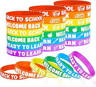 Amazon.com: 36 Pcs Welcome Back to School Bracelets Silicone Wristbands ...