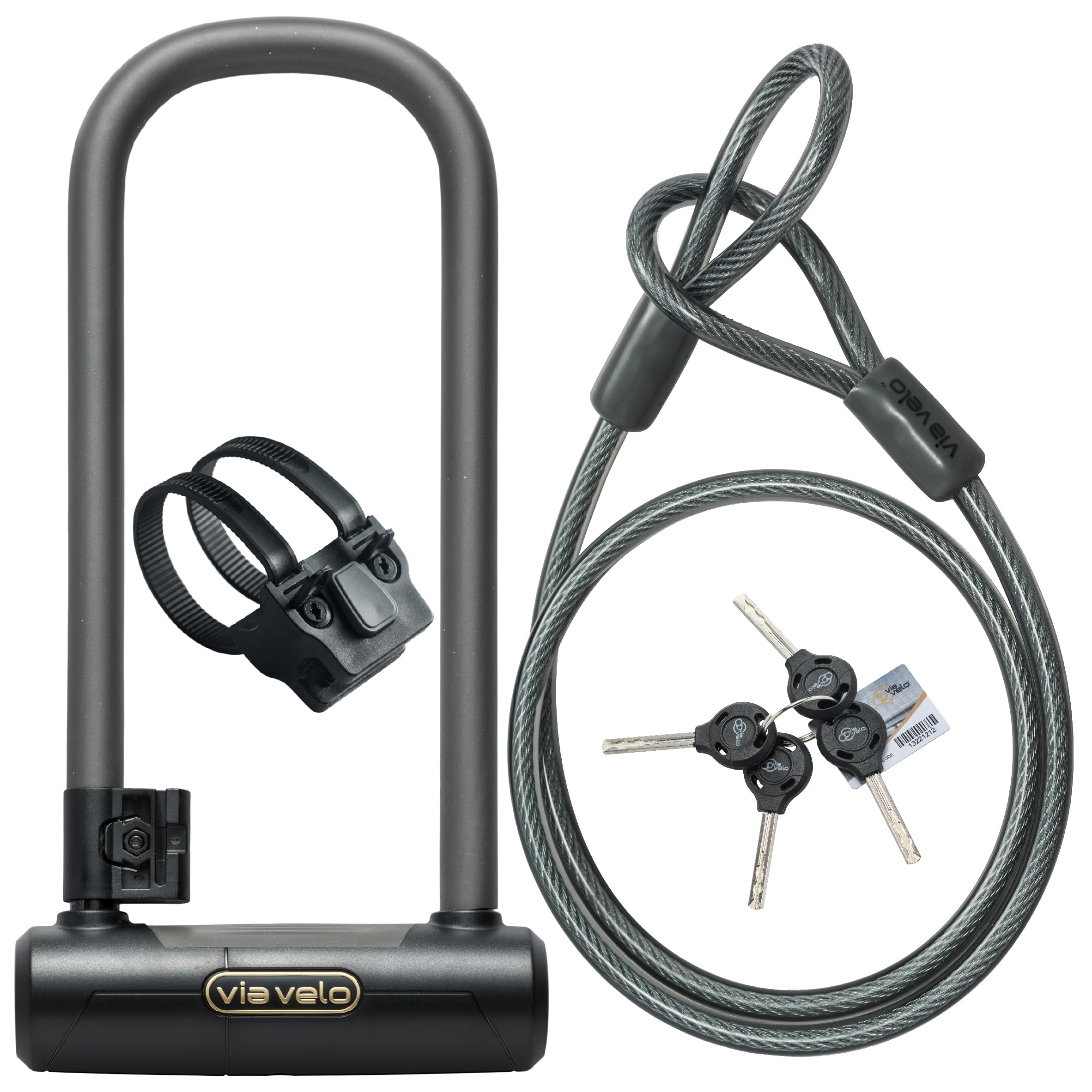 Amazon.com: Via Velo Bike U Lock and Cable | Pro Anti-Theft 15mm Shackle 20CrMnTi Steel U Lock ...