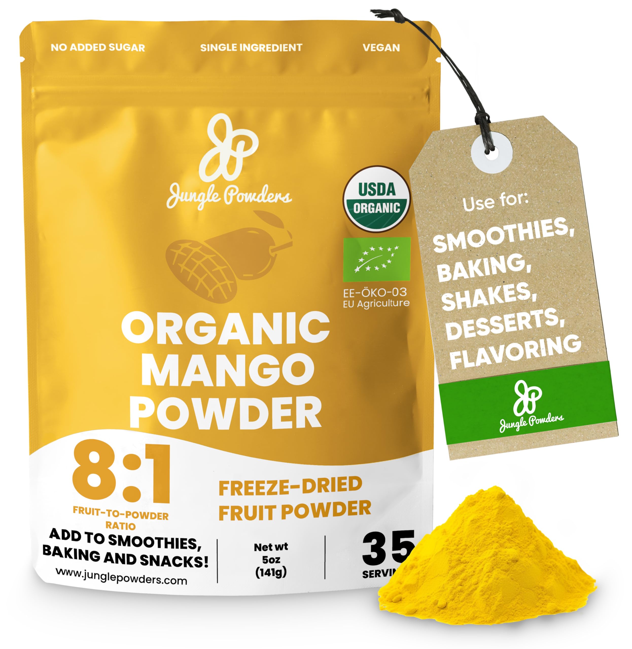Amazon.com: Jungle Powders Organic Mango Powder 5 Ounce Bag, Mango ...