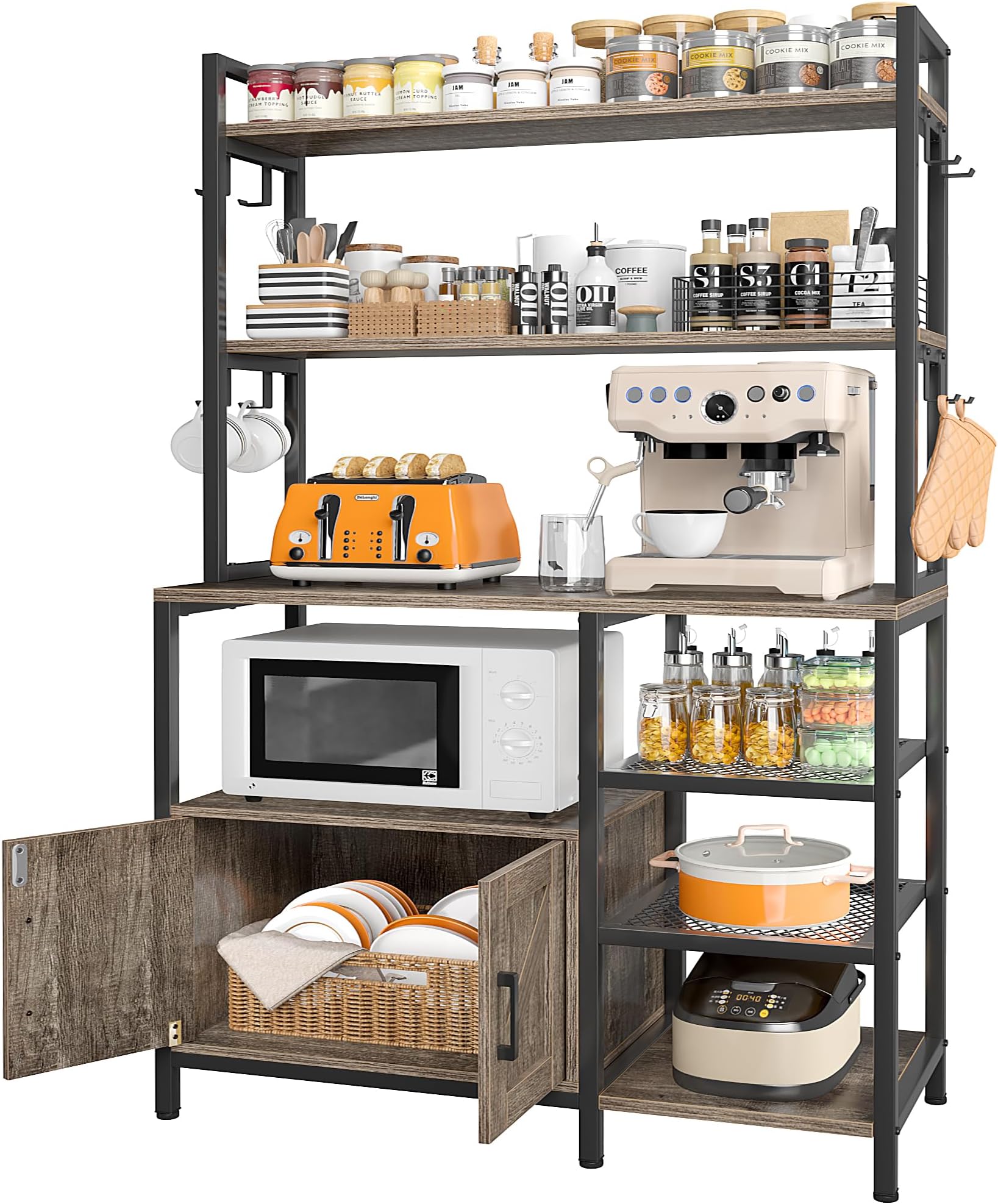 Amazon.com - EasyCom 67'' x 32'' Kitchen Bakers Rack with Power Outlet ...