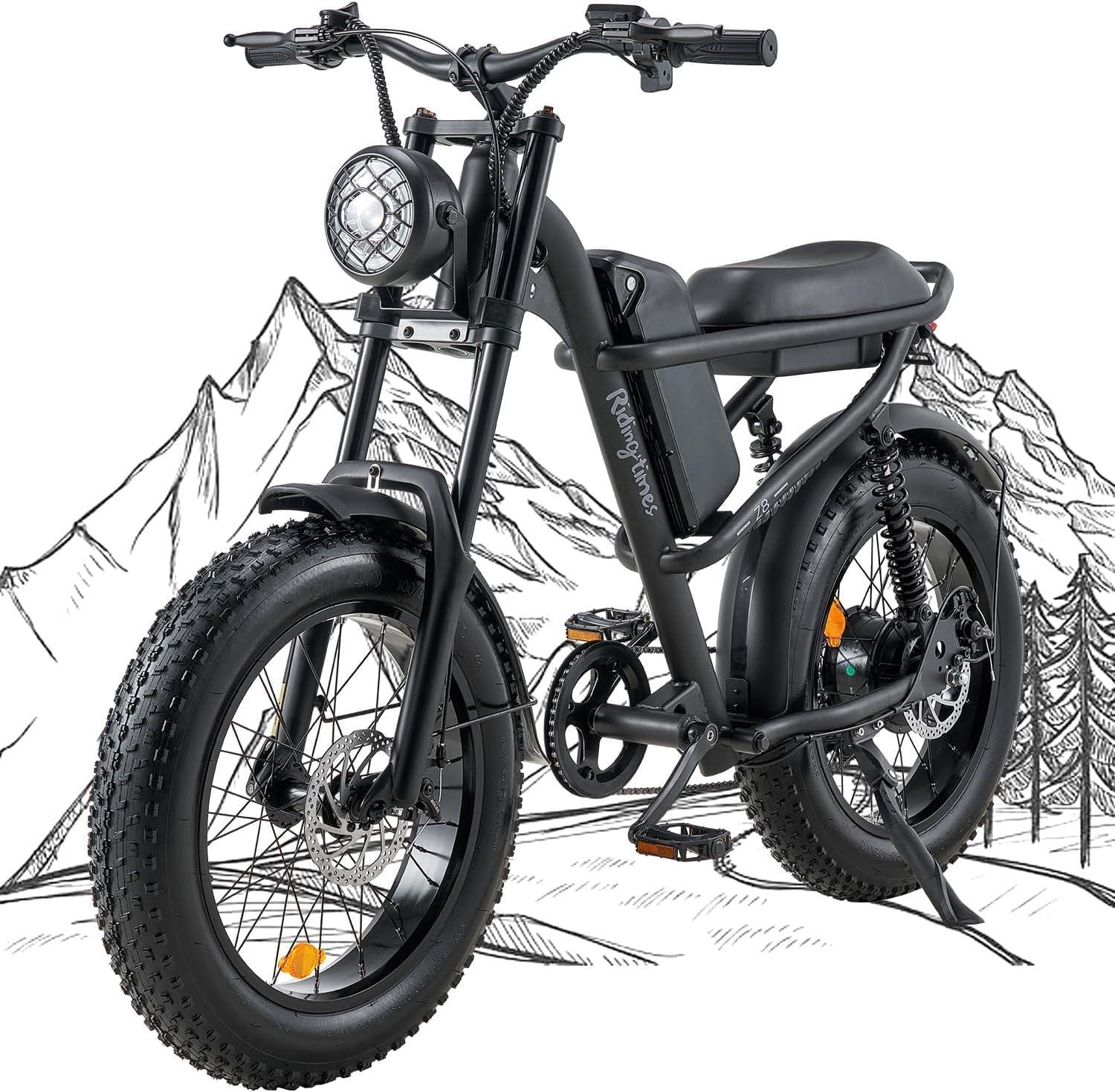 yuebikxa 1500W Winter Moped Style Ebike, 20 Inch Fat Tire Electric Bike ...