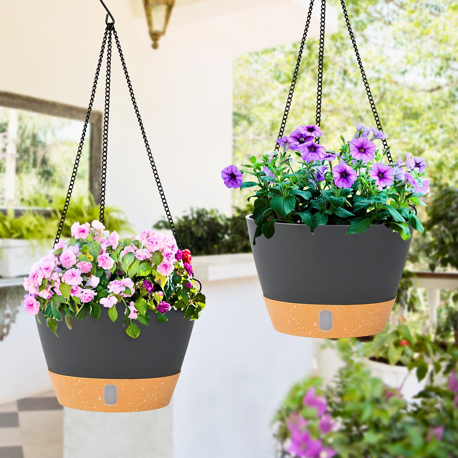 Snapklik.com : QCQHDU 2 Pack 8 Inch Hanging Planters For Indoor Outdoor ...