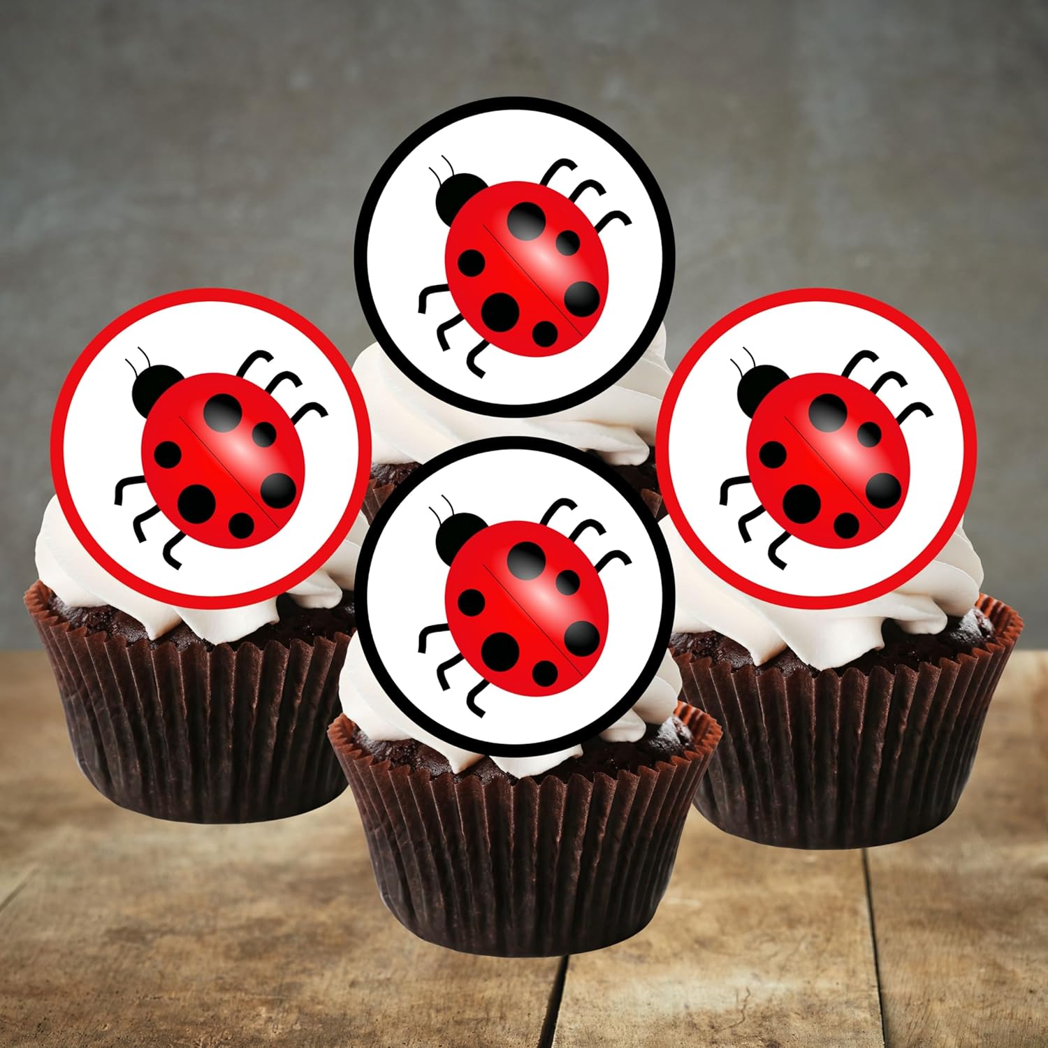 Amazon.com: 24 Ladybird Cupcake Toppers (PRECUT Optional), Insects ...