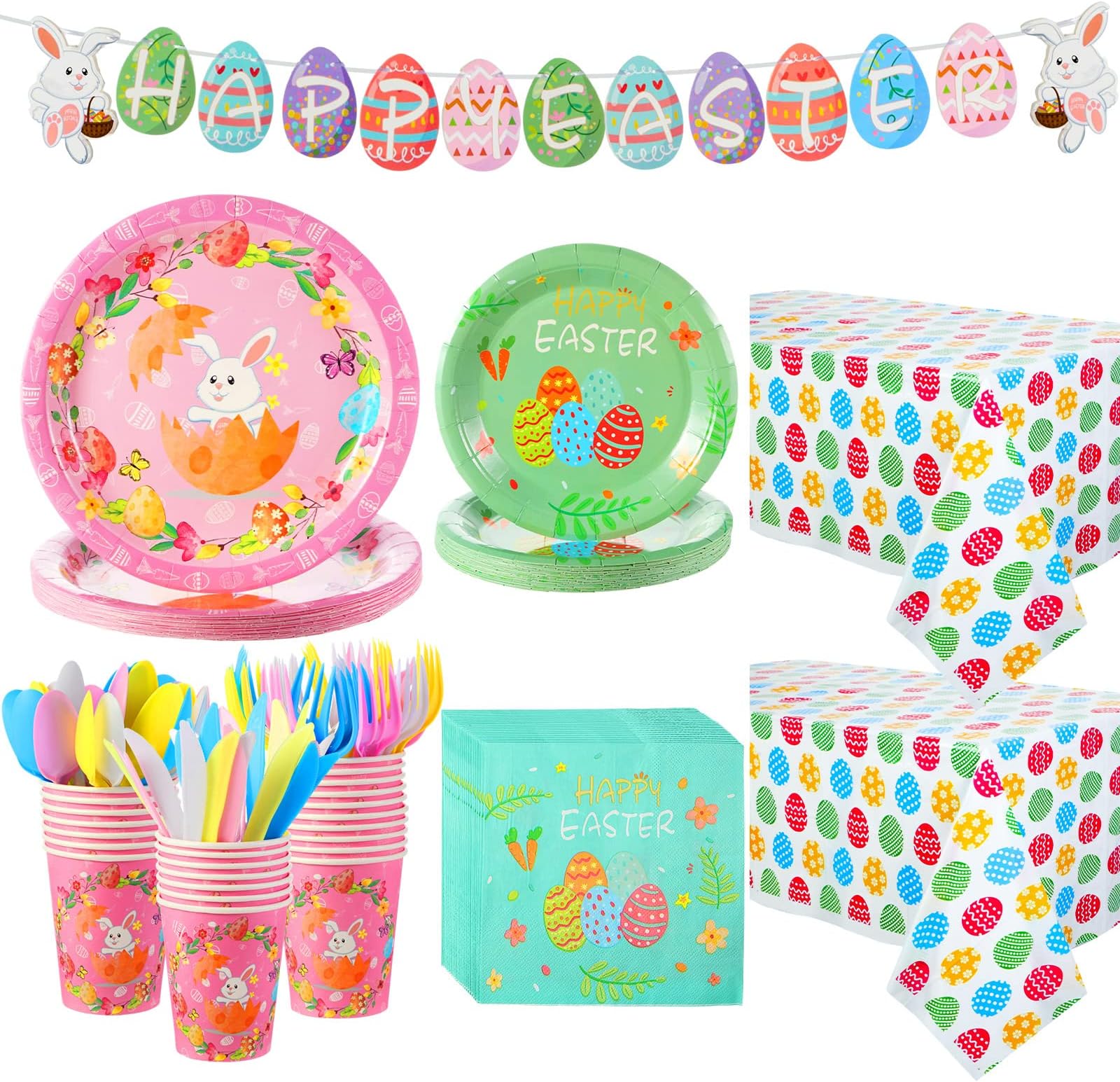 Amazon.com: 171 Pcs Easter Bunny Party Supplies Sets with Easter ...