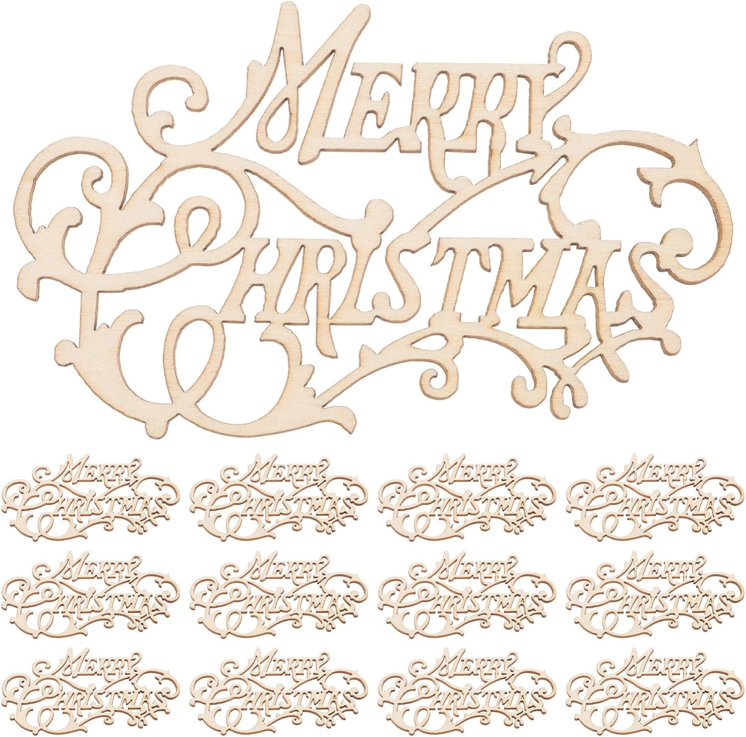 Amazon.com: EXCEART Merry Christmas Wooden Cutout 20pcs Unfinished Wood ...