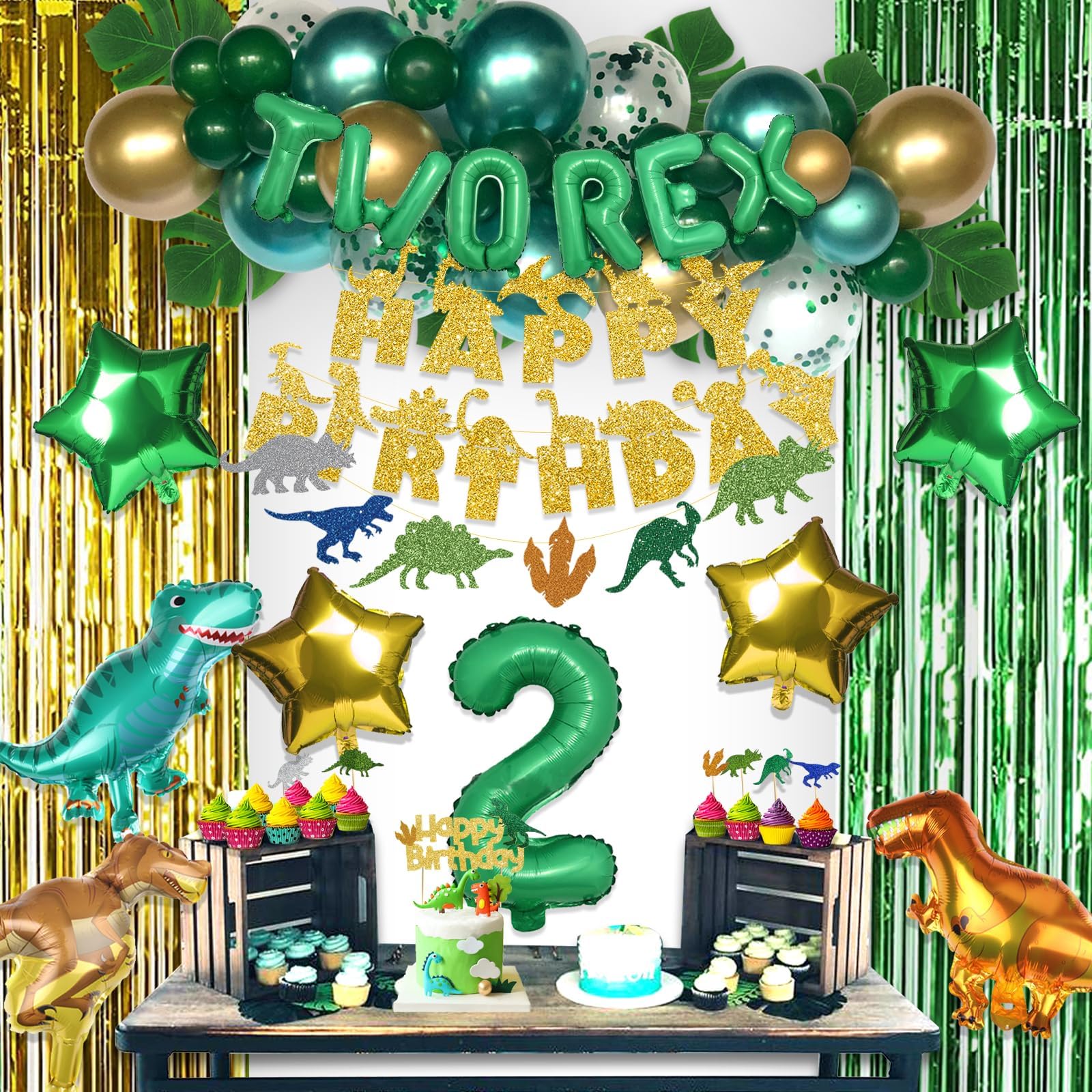 Amazon.com: Suhelkit Dinosaur Two Rex Birthday Decorations Boy ...