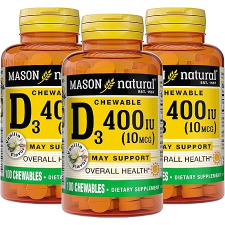 Amazon.com: MASON NATURAL Vitamina D3 10 mcg (400 UI) - Apoya la salud ...