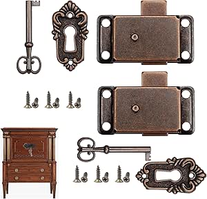 2PCS Vintage Cabinet Door Locks Set Durable Cabinet Locks with Key ...