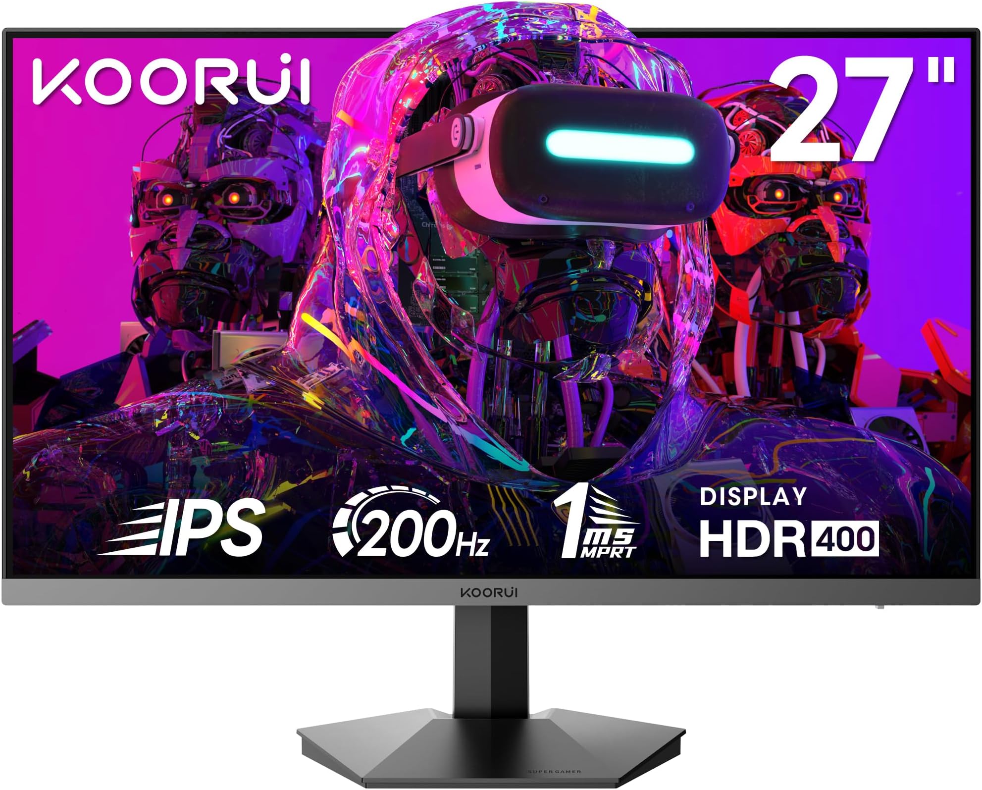 KOORUI 27 Inch Gaming Monitor, 200Hz, Fast IPS, HDR 400, 1ms, Full-HD ...