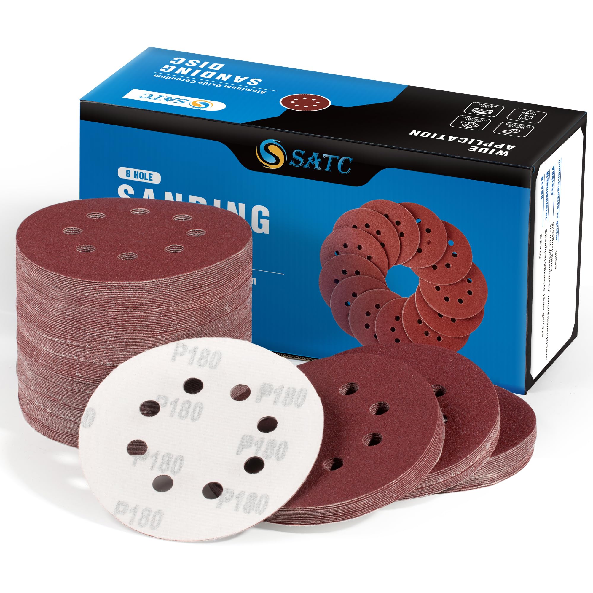 Snapklik.com : 150 PCS Hook And Loop Sandpaper 5 Inch Sanding Disc 8 ...