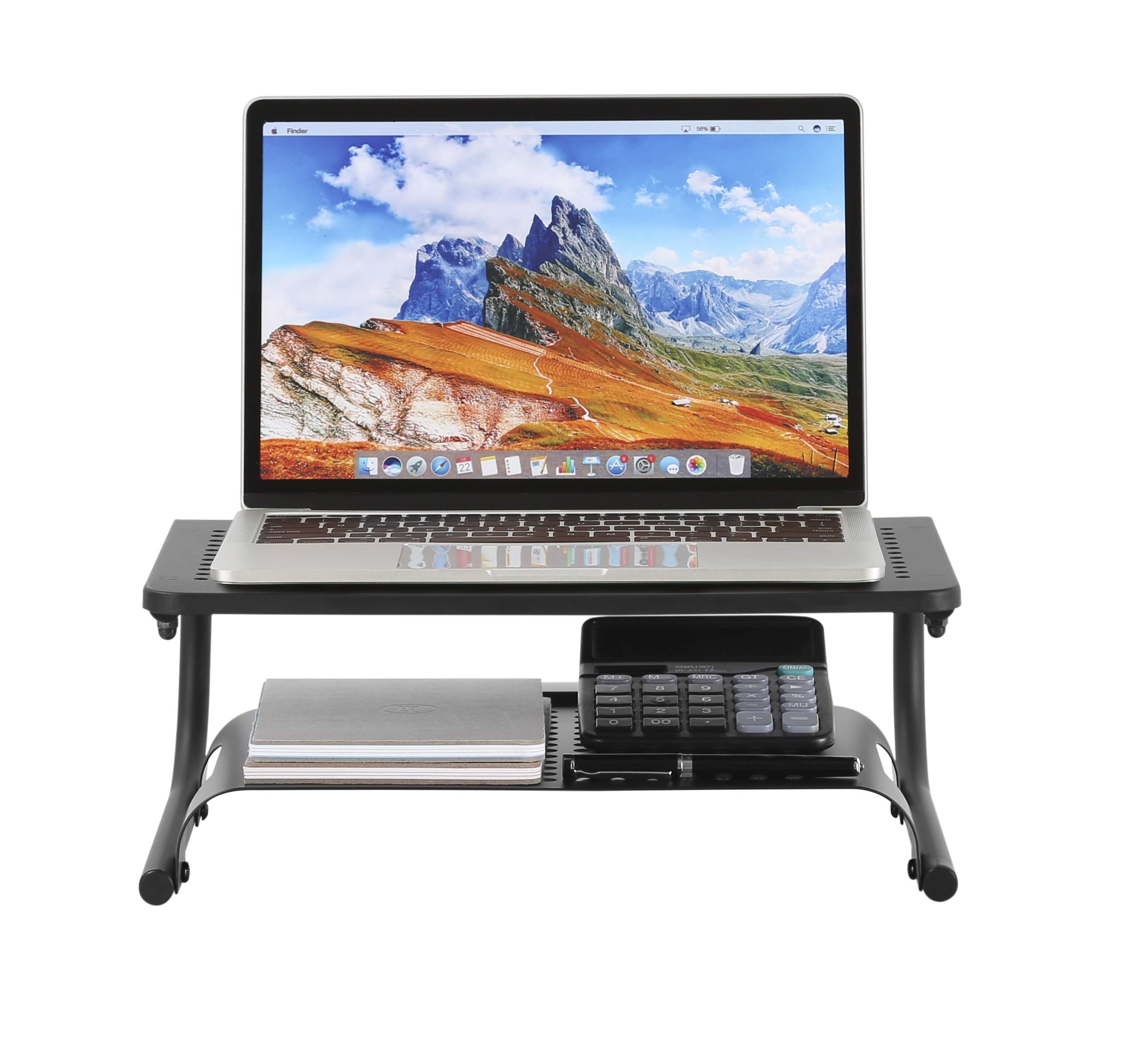 Buy Rife Monitor Stand Riser with Vented Metal Base, 2 Tier Desk ...