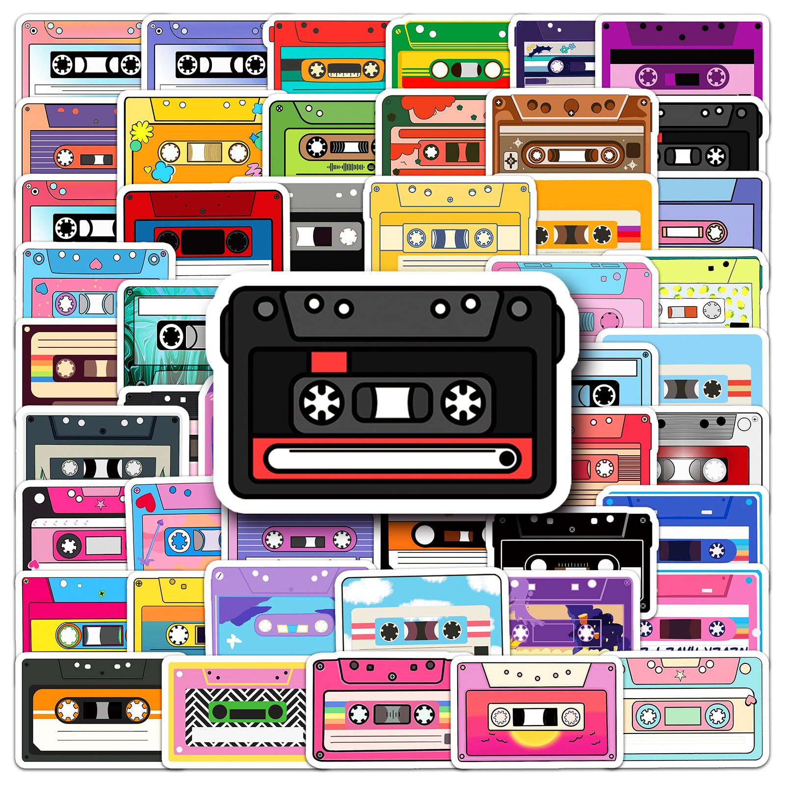 Amazon.com: Music Cassette Stickers 50Pcs Vinyl Cartoon Album Sticker ...