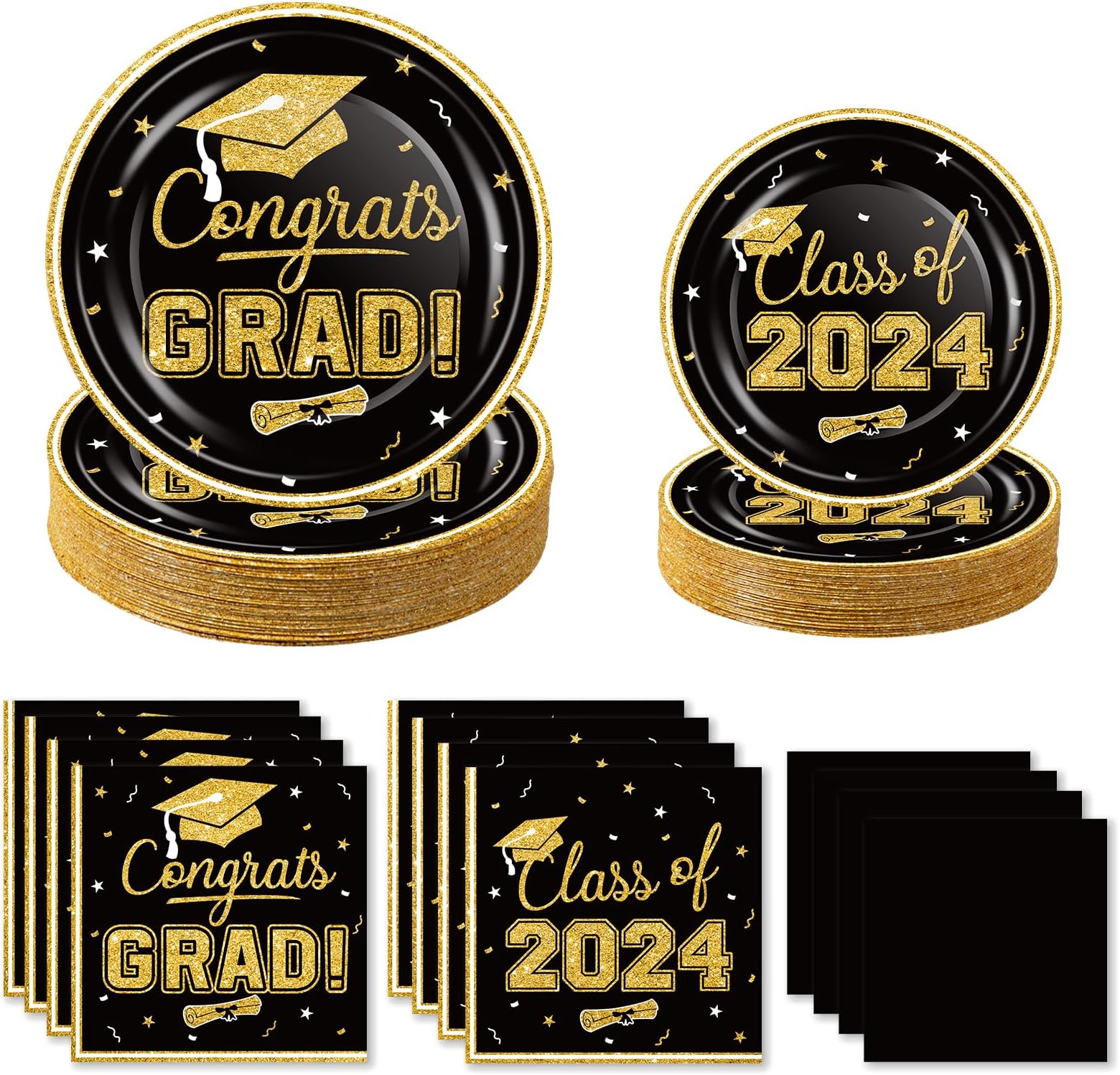 Amazon.com: Graduation Party Plates Napkins Table Cloth 2024 Set for 24 ...