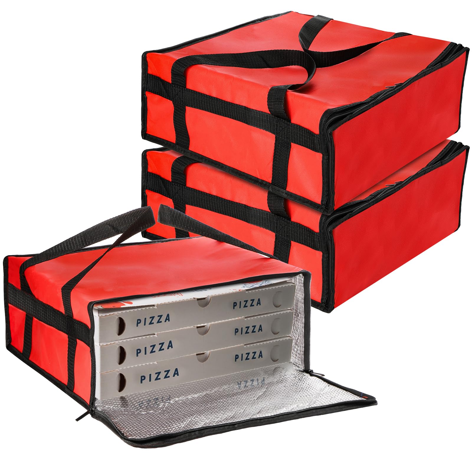 Amazon.com: ZEAYEA 3 Pack Pizza Bags for Delivery, 15" x 15" x 6 ...