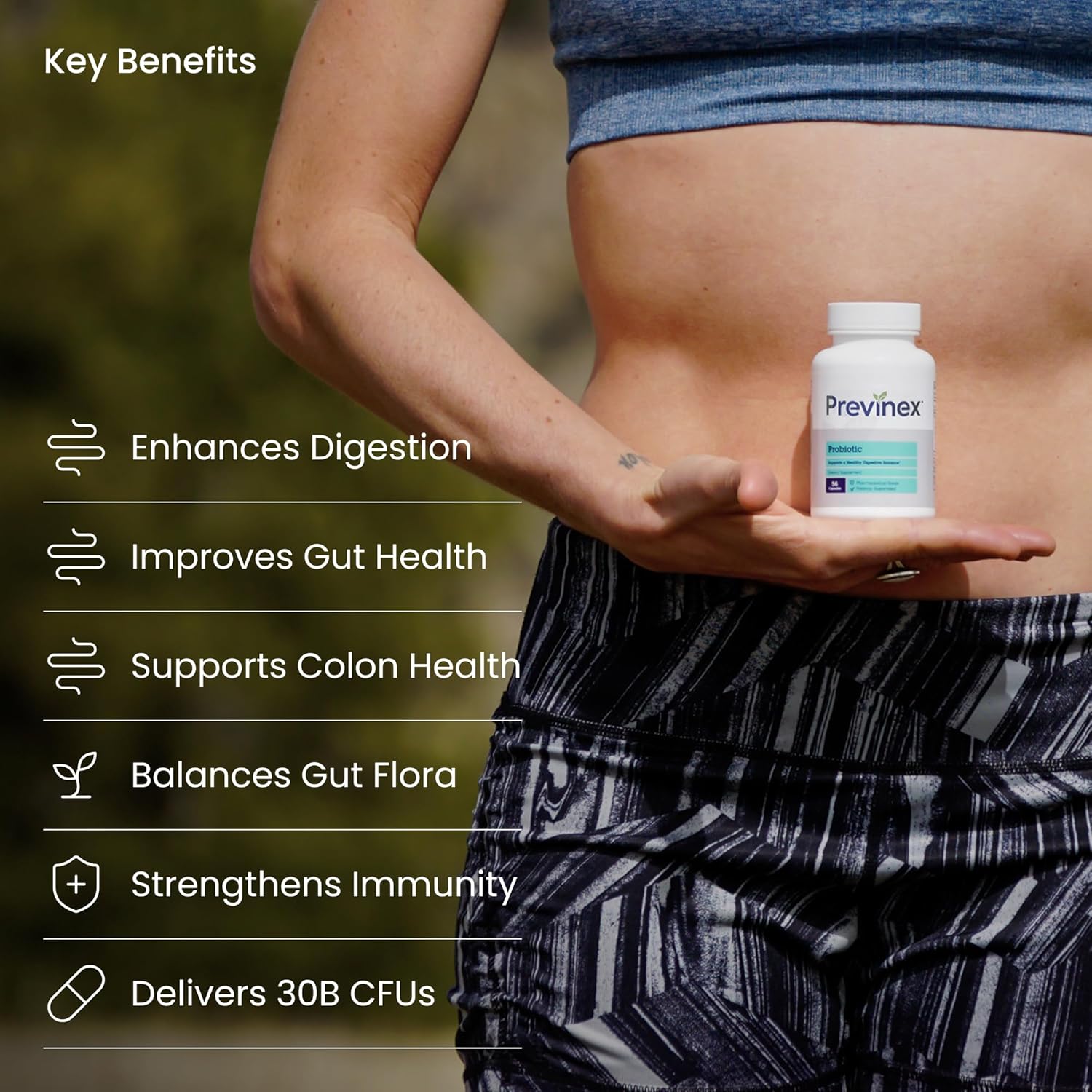 Previnex Probiótico Probióticos de fuerza avanzada con prebióticos 30B ...