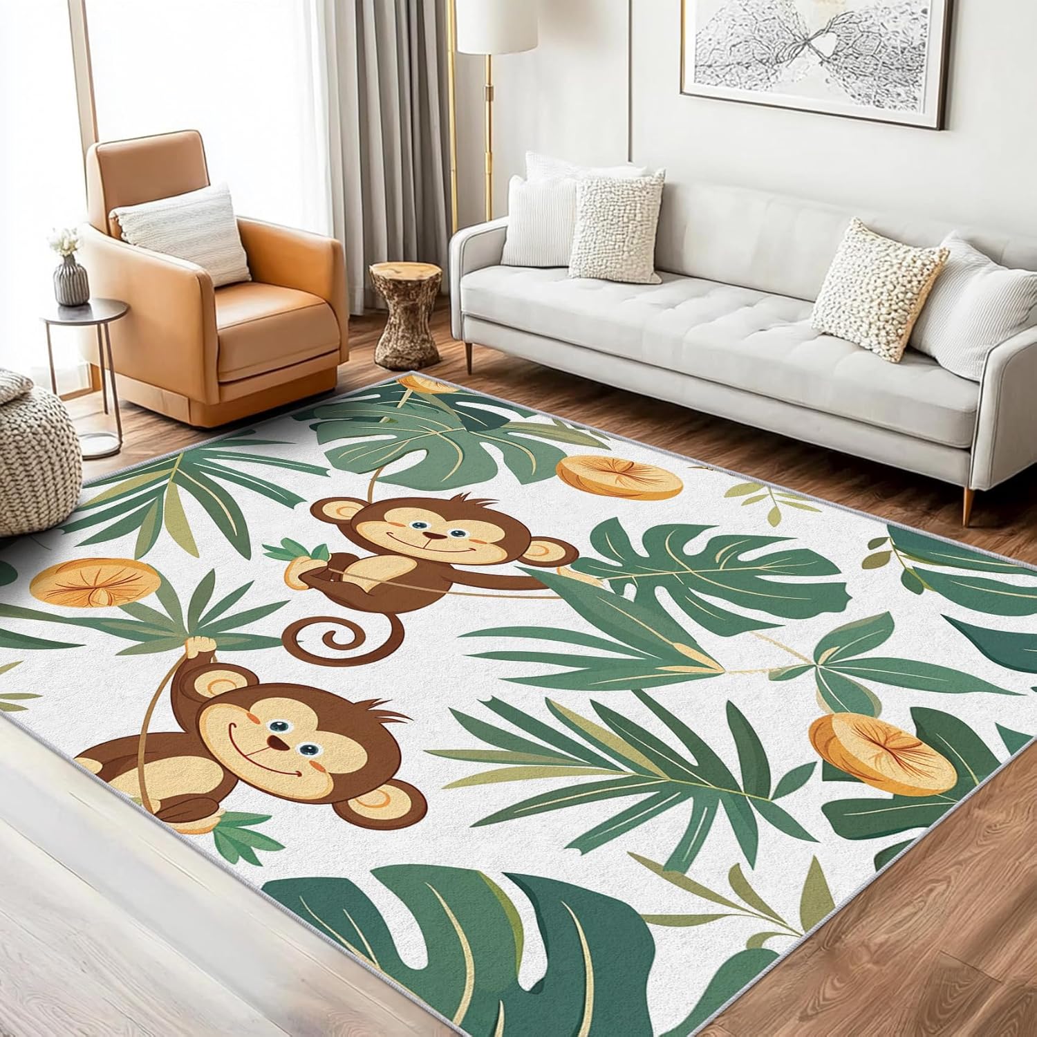 Amazon.com: Cartoon Monkey Rugs for Bedroom, 5x6 Area Rugs Washable ...