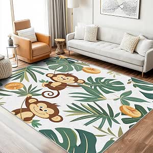 Amazon.com: Cartoon Monkey Rugs for Bedroom, 3x4 Area Rugs Washable ...