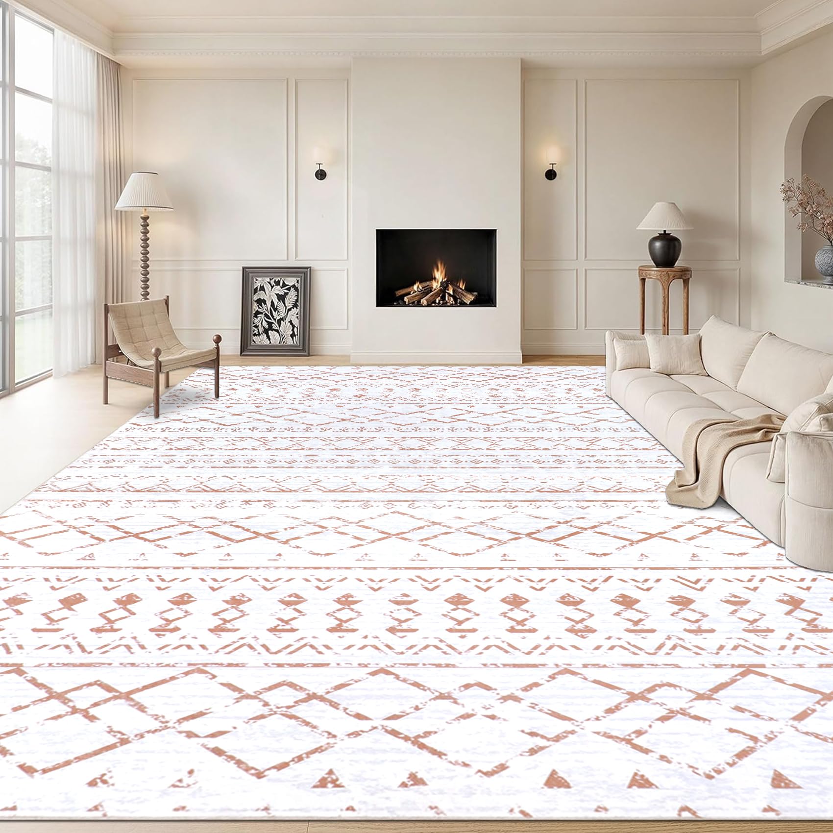 Cekene Modern Living Room Rugs Large Beige 200x290cm Ultra Thin Soft ...