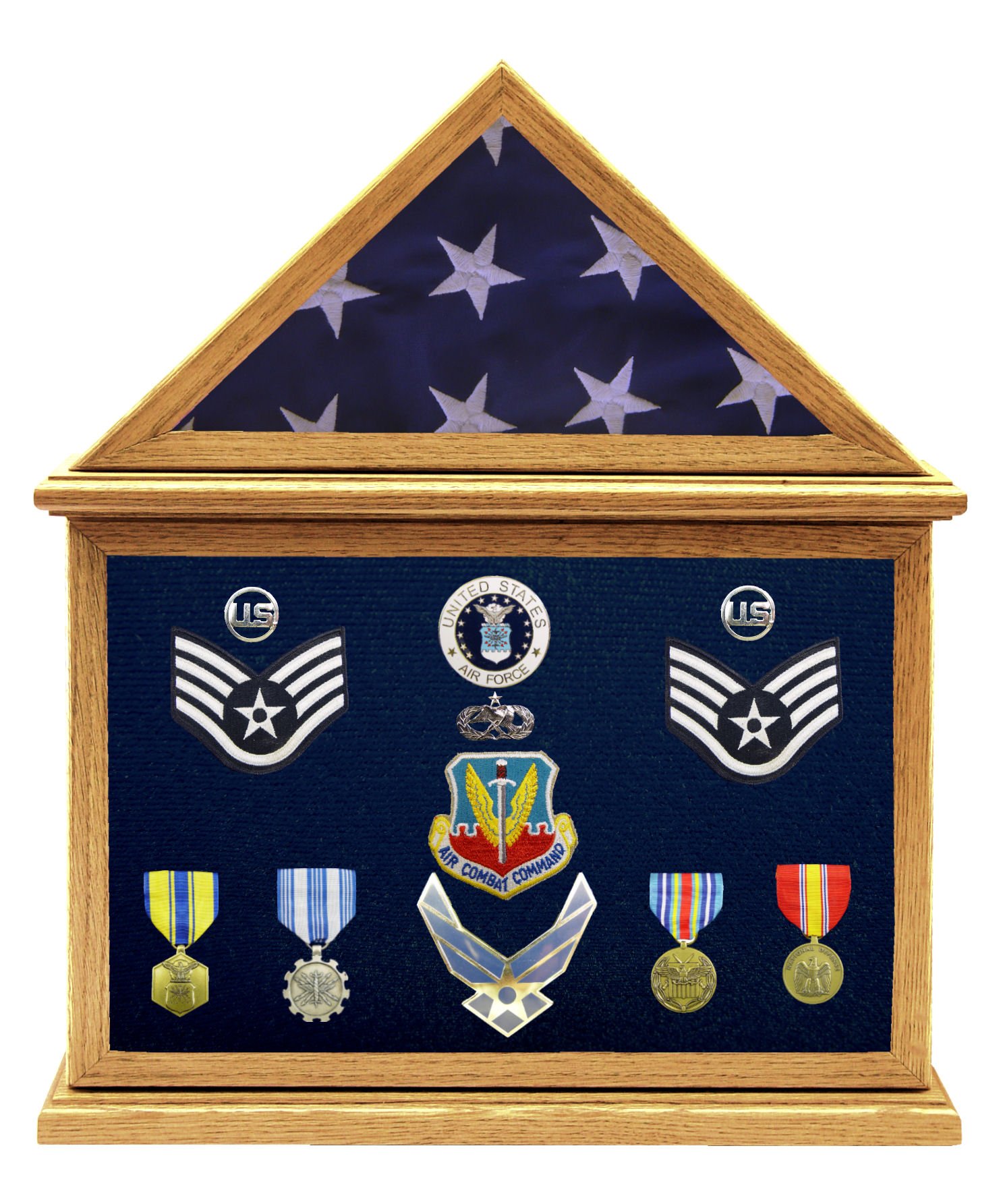 Buy Solid Oak, 3X5 Display Case w/ 12 in. Shadow Box, w/ Base and ...