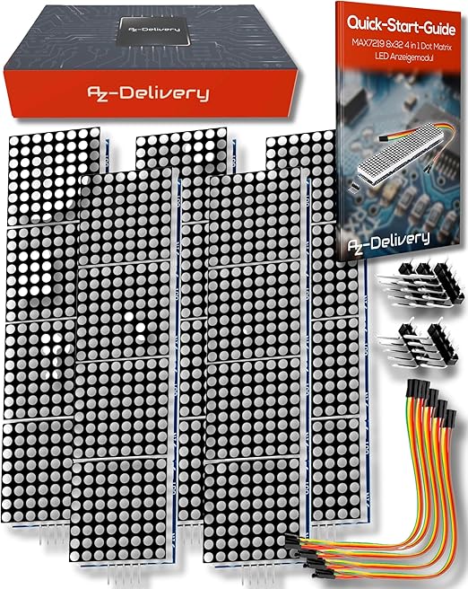 AZDelivery 3 x MAX7219 8 x 32 Dot Matrix MCU 4 in 1 LED Display Module compatible with Arduino ...