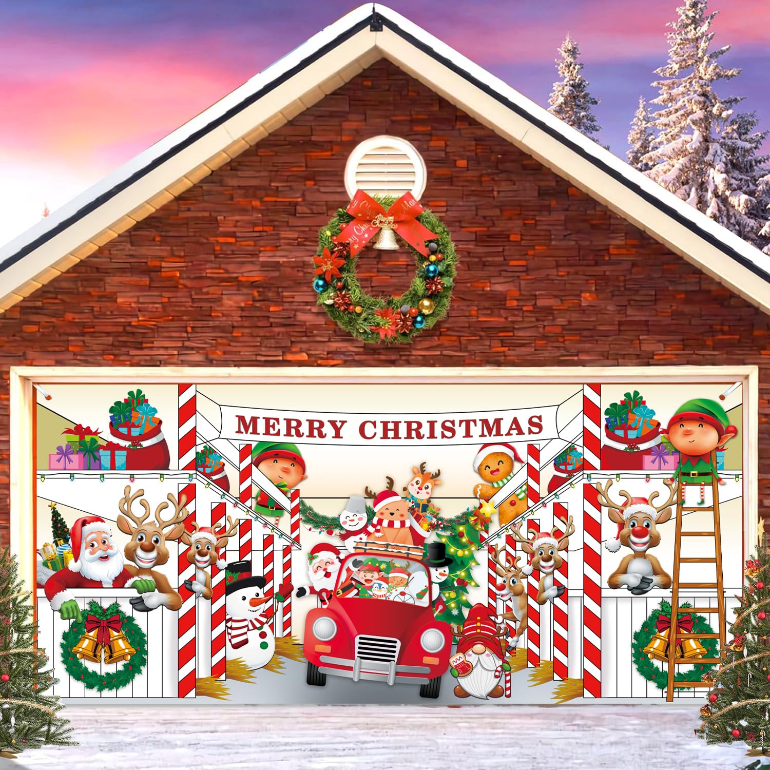 Amazon.com: Christmas Garage Door Cover, Garage Door Christmas ...