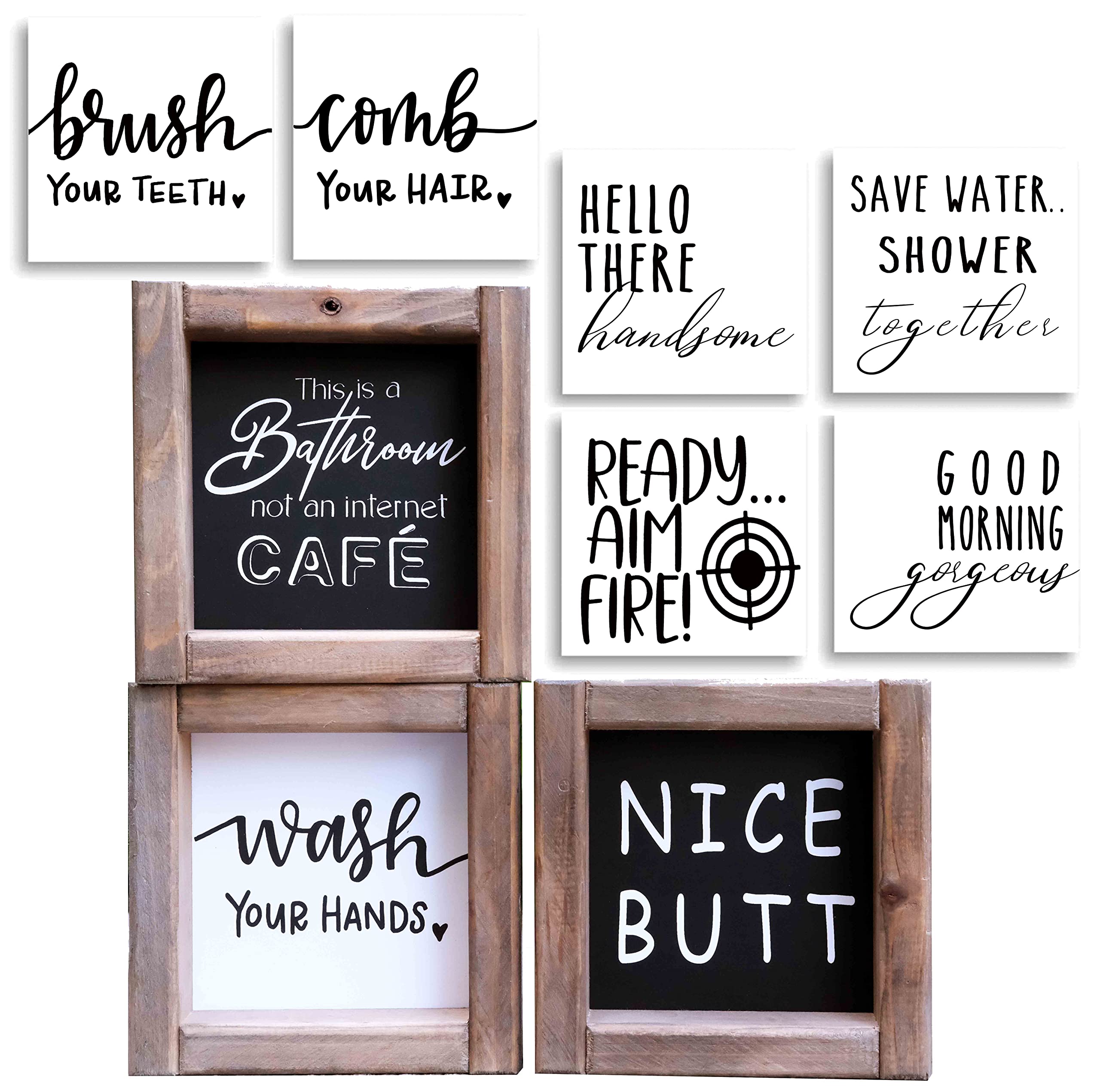 Farmhouse Bathroom Signs Made In USA | JennyGems Funny Bathroom Signs,