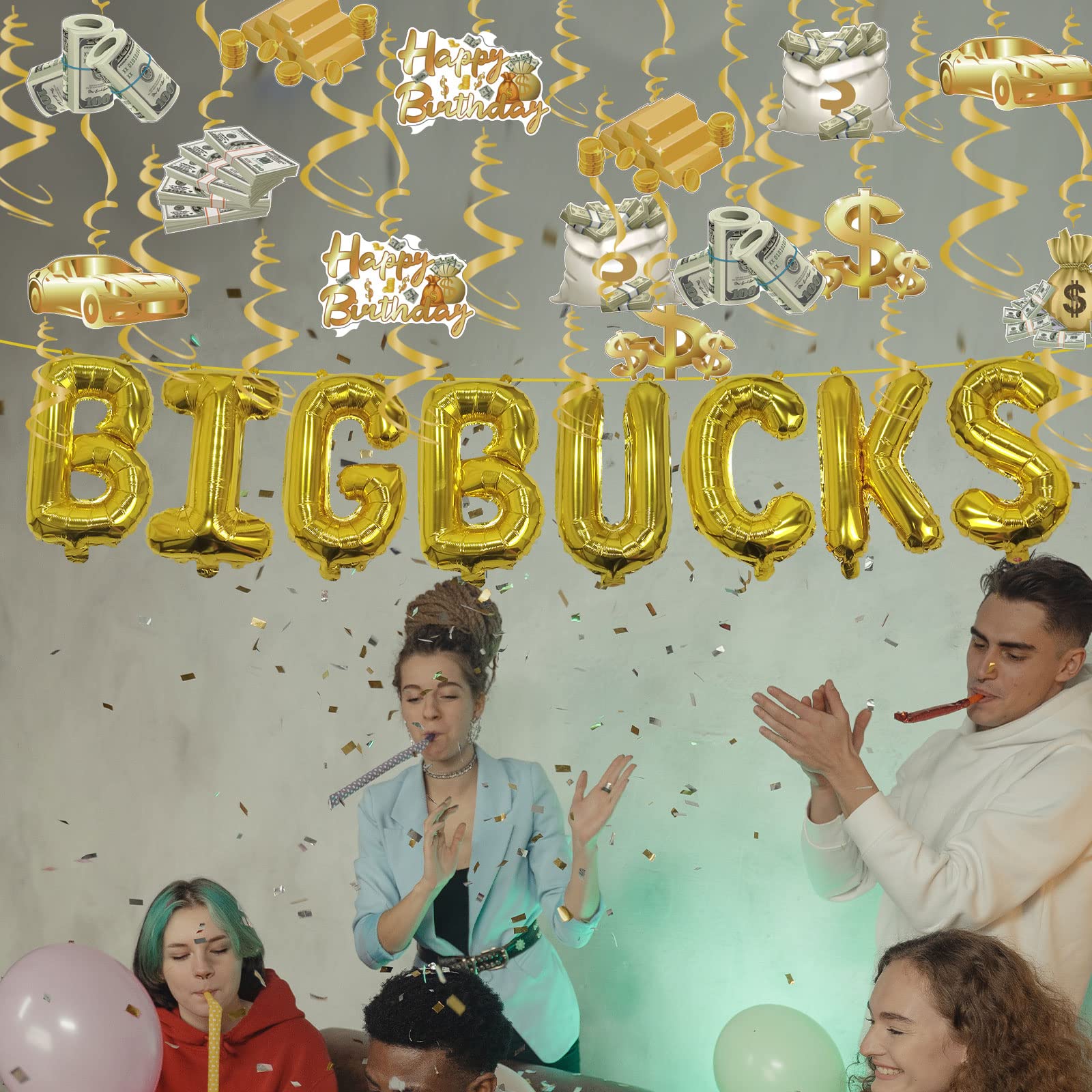 Snapklik.com : Money Party Decorations Big Bucks Balloons Gold Money ...