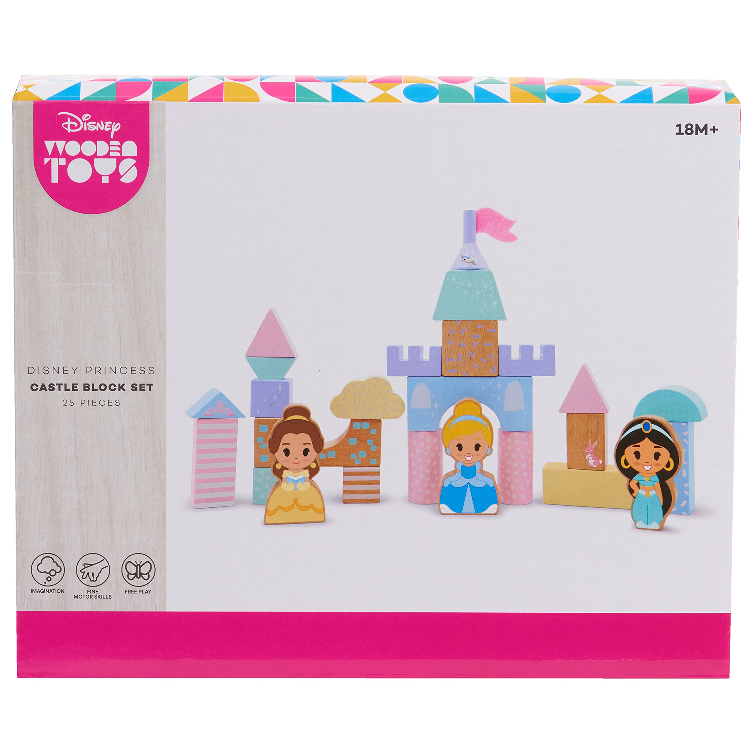 Disney Wooden Toys Princess Castle Block Set, 25-Pieces Include ...