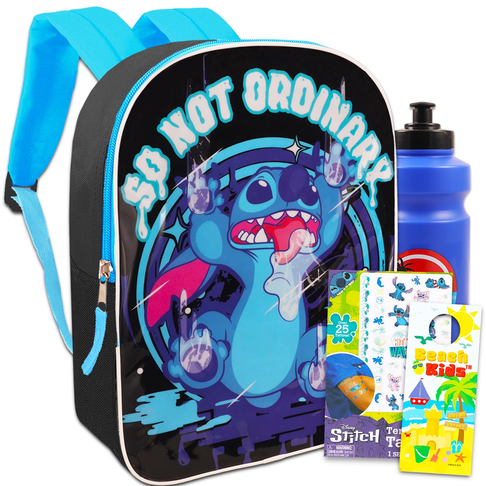 Amazon.com | Stitch Backpack Set - Bundle of 15 Inch Disney Bag, Water ...