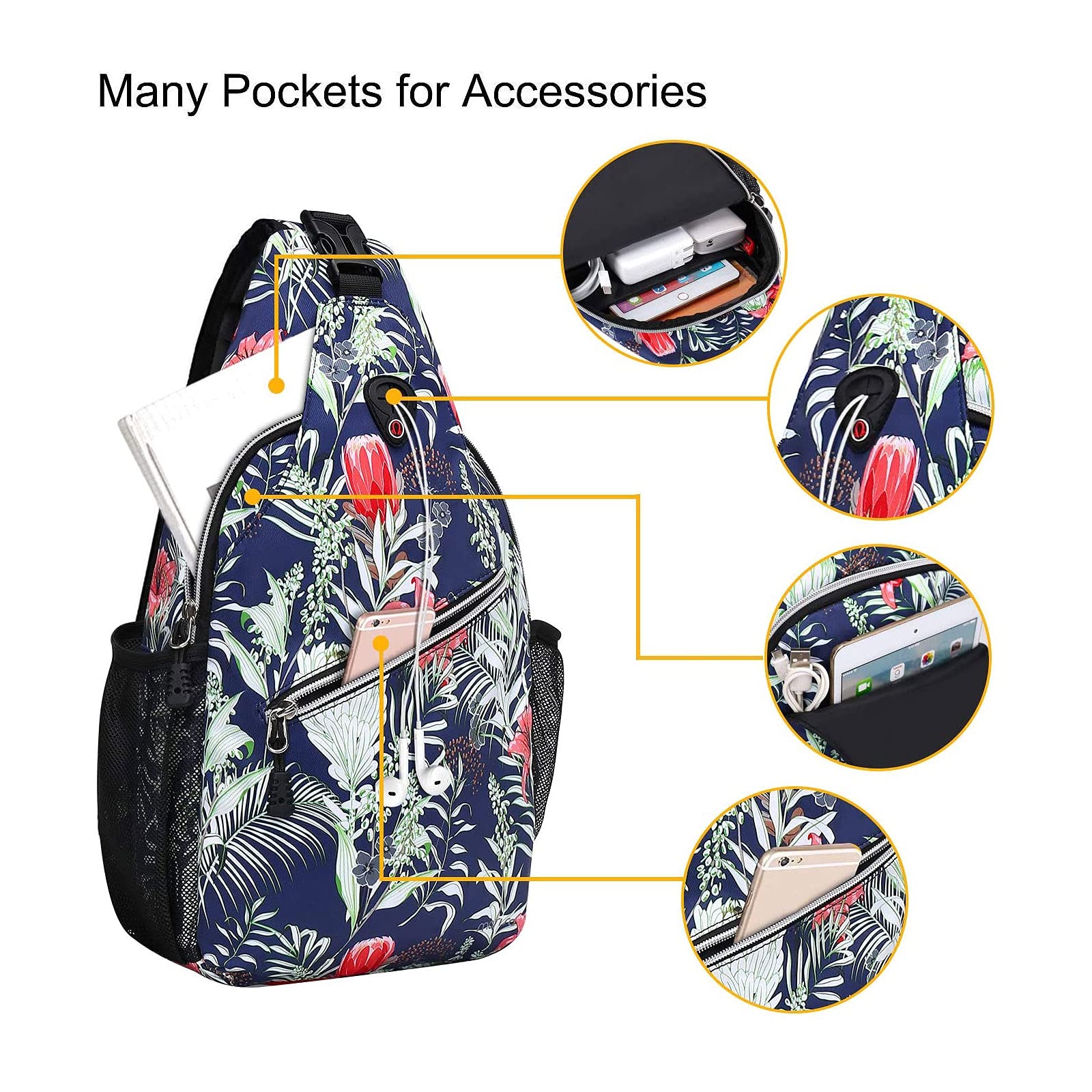 Snapklik.com : Sling Backpack,Travel Hiking Daypack Pattern Rope ...