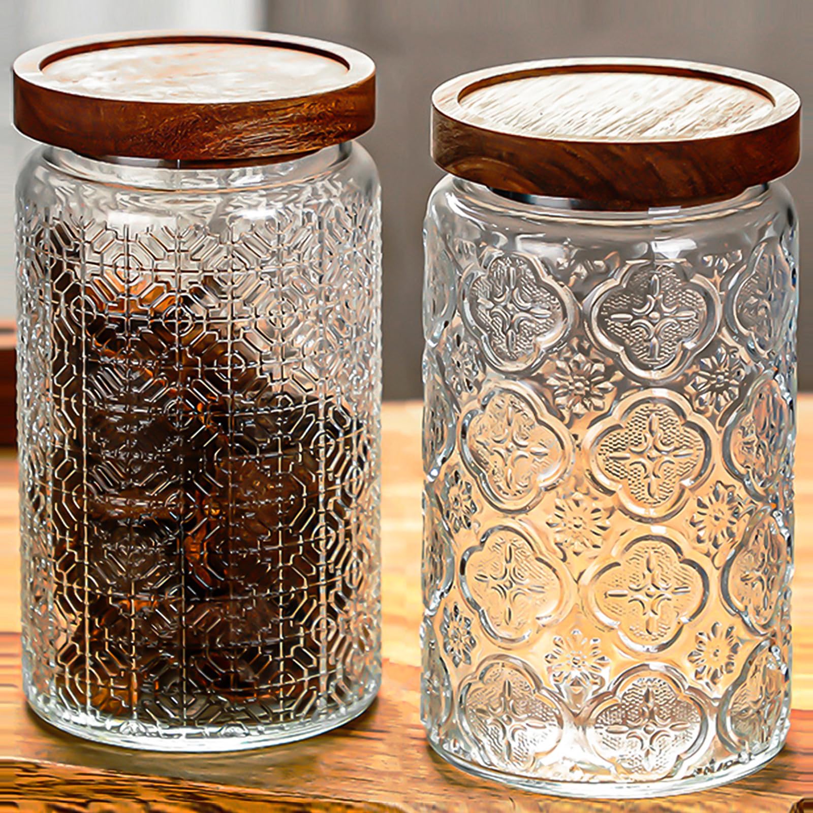 DXQCHDUO Vintage Glass Jar，34oz/2Pcs Glass Storage Jar with Airtight ...