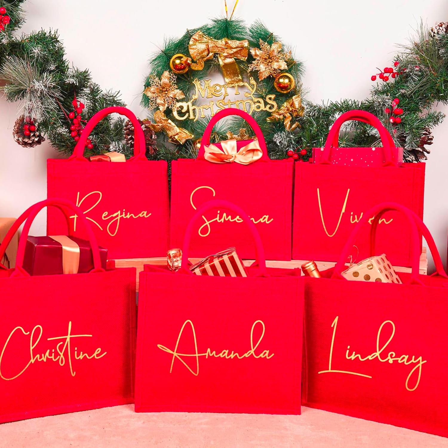 Amazon.com: CY Studio Personalized Christmas Gift Bags With Name ...
