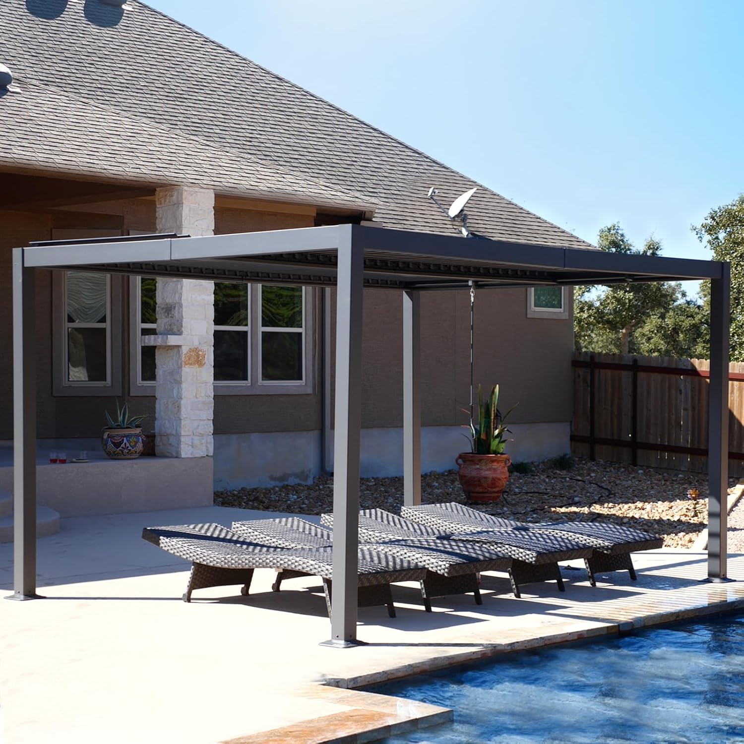 Amazon.com: 10 x 13 Ft Louvered Pergola with Integrated Drainage System ...
