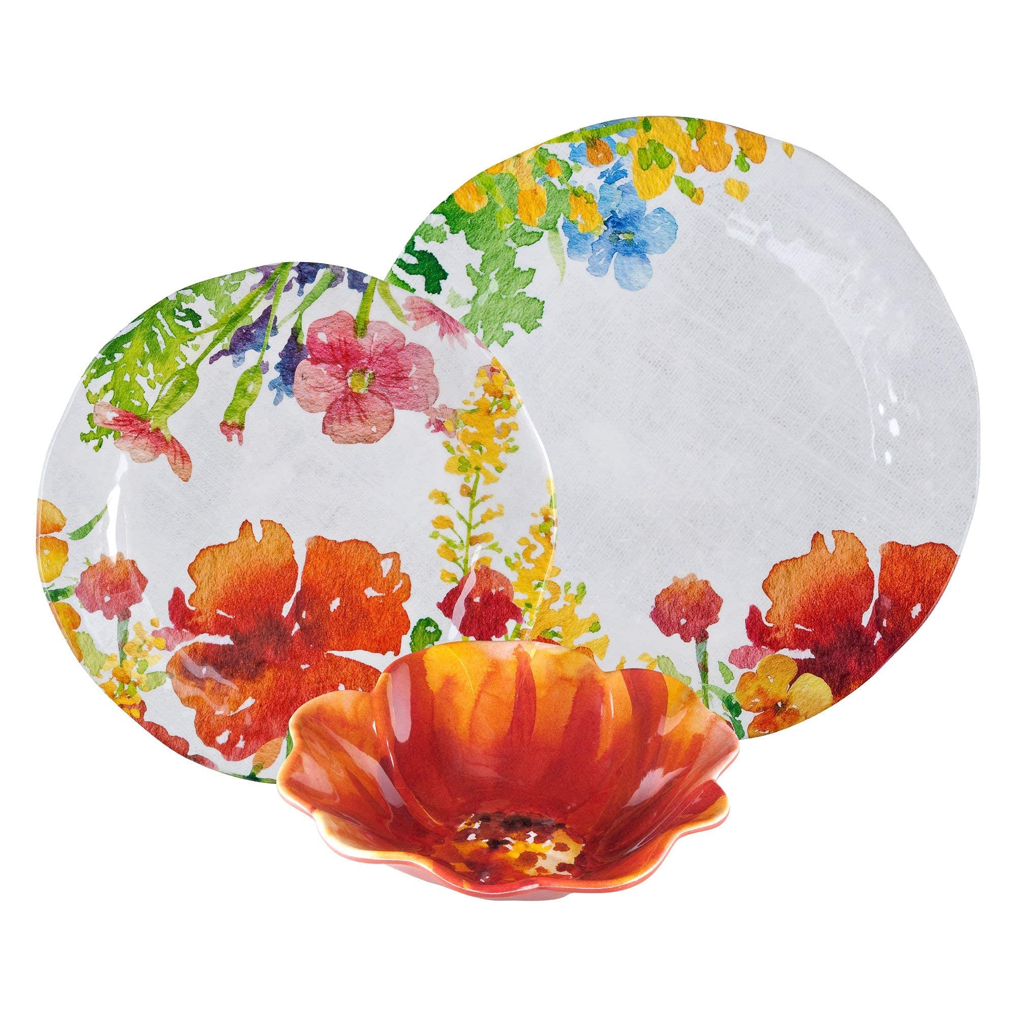 Snapklik.com : UPware 12 Piece Floral Melamine Dinnerware Sets