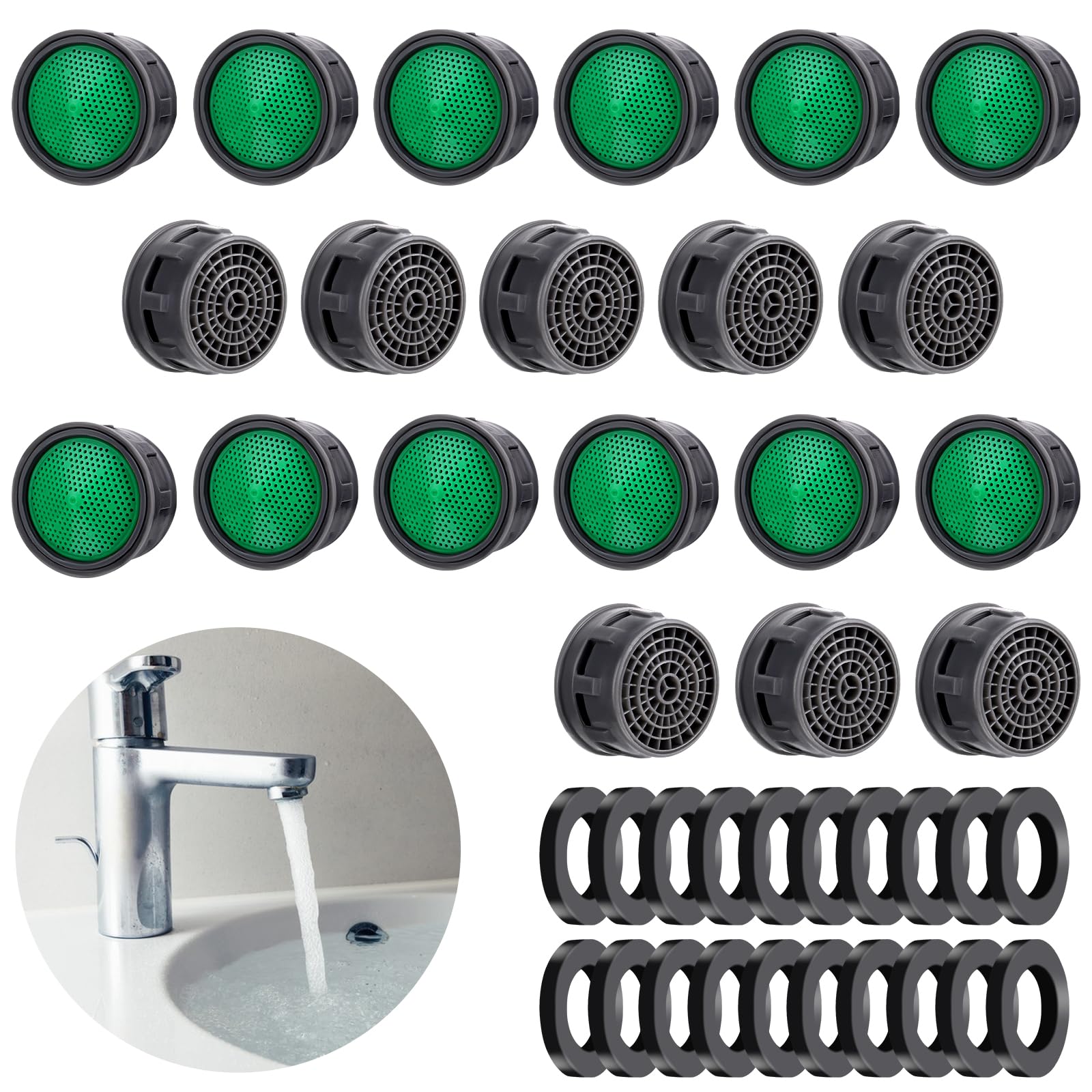 Amabro Faucet Aerators, Insert Flow Restrictor Filter with Washer Water ...