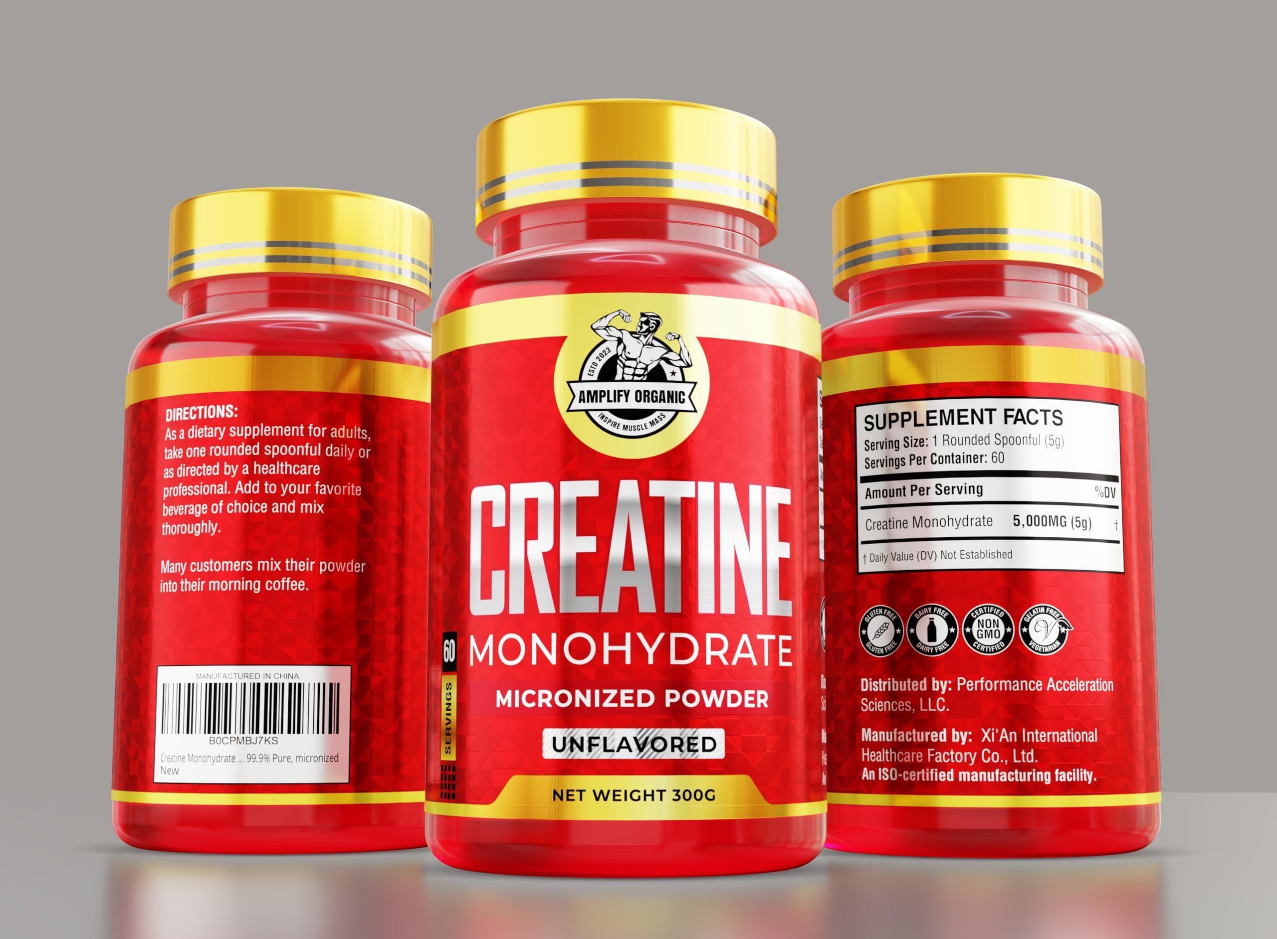 Amazon.com: Creatine Monohydrate Powder, 300g, lab-Tested, micronized ...